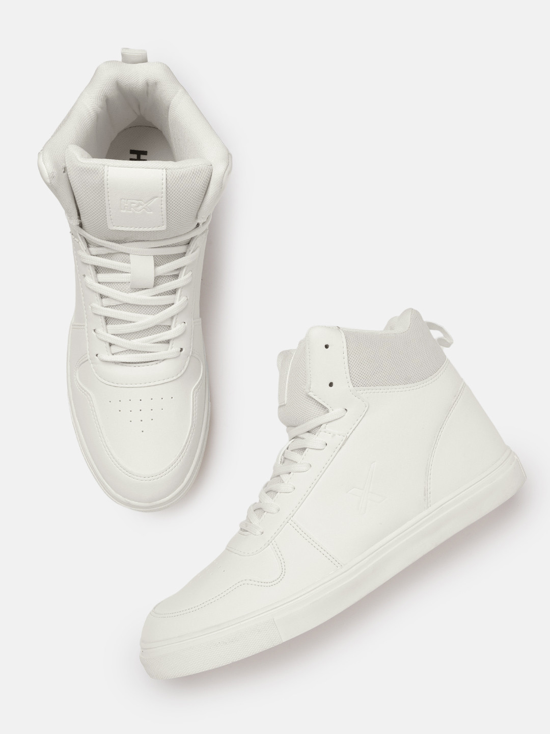 Buy HRX By Hrithik Roshan Men White Solid Mid Top Perforated Sneakres ...