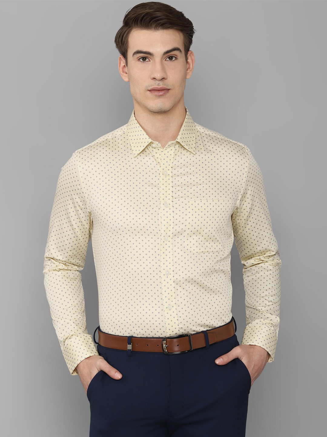 Buy Louis Philippe Men Yellow Slim Fit Printed Formal Shirt - Shirts ...