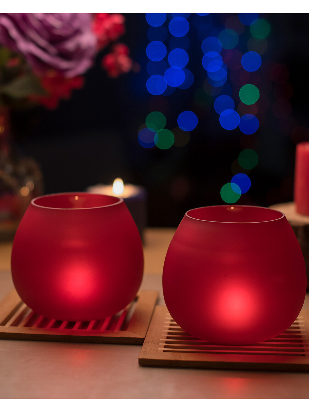 Buy Homesake Set Of 2 Red Candle Holders - Candle Holders for Unisex ...