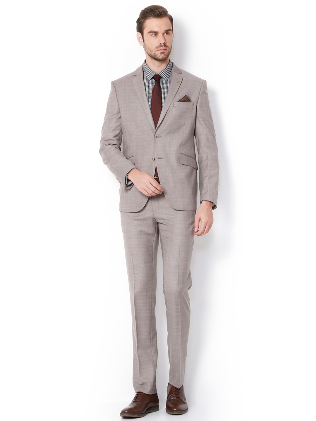 Buy Van Heusen Grey Single Breasted Suit - Suits for Men 1954568 | Myntra