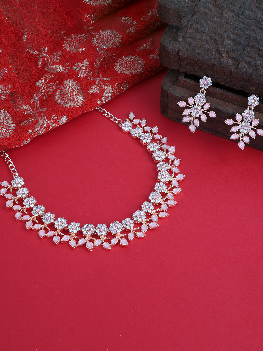 Buy Atasi International Women Rose Gold Plated White & Pink Crystal ...