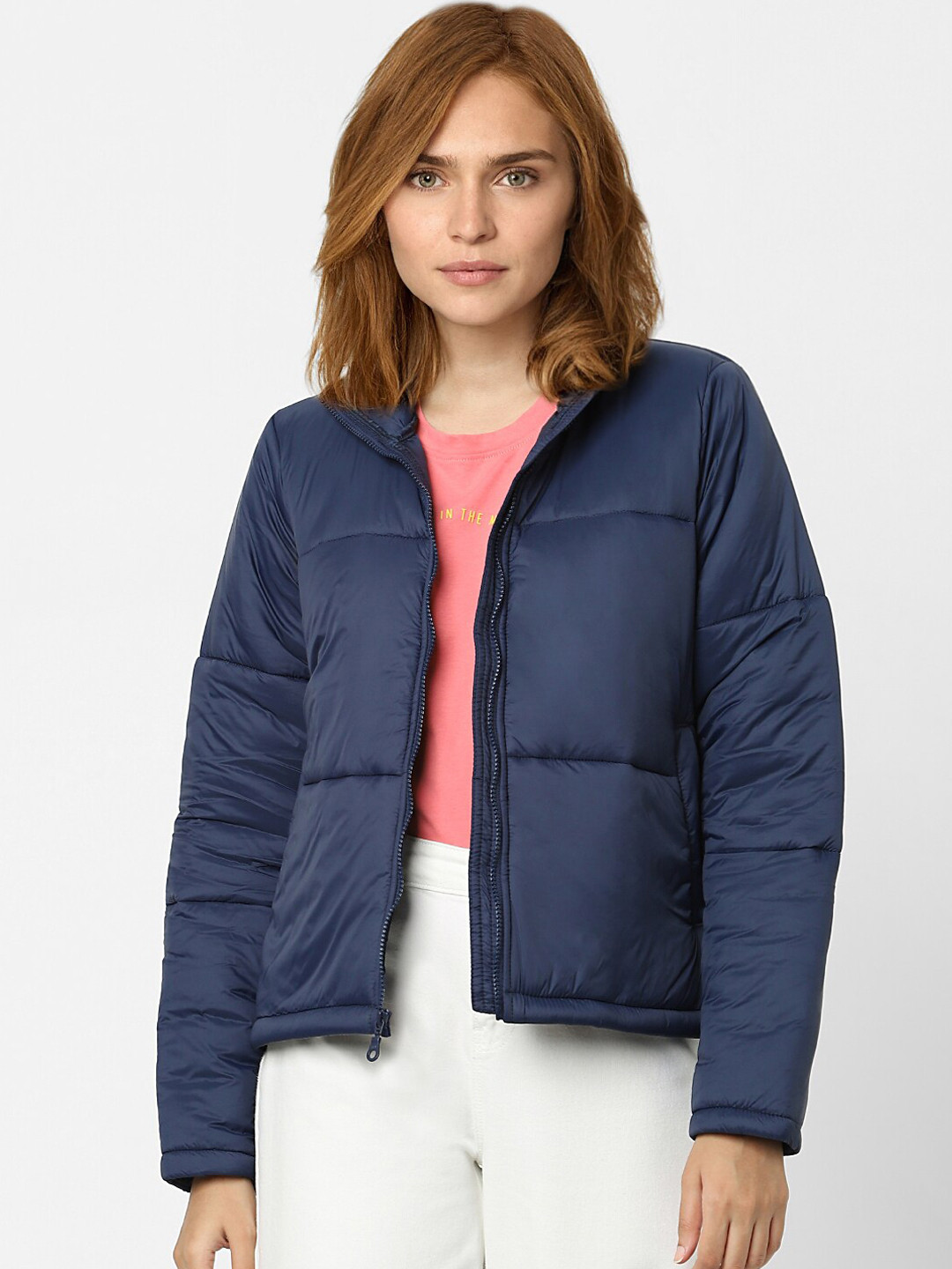 Buy Vero Moda Women Navy Blue Padded Jacket - Jackets for Women ...