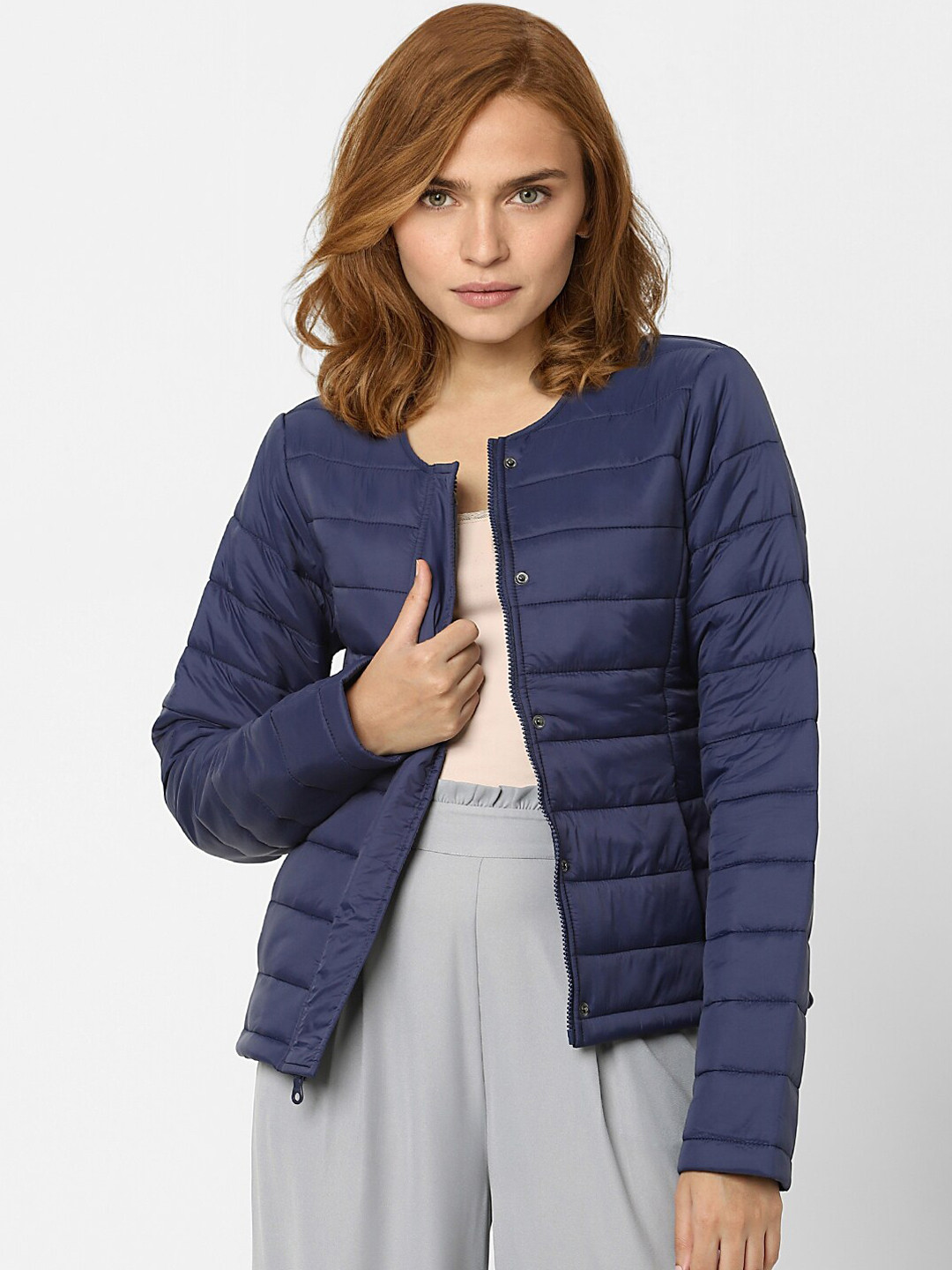 Buy Vero Moda Women Navy Blue Puffer Jacket - Jackets for Women ...