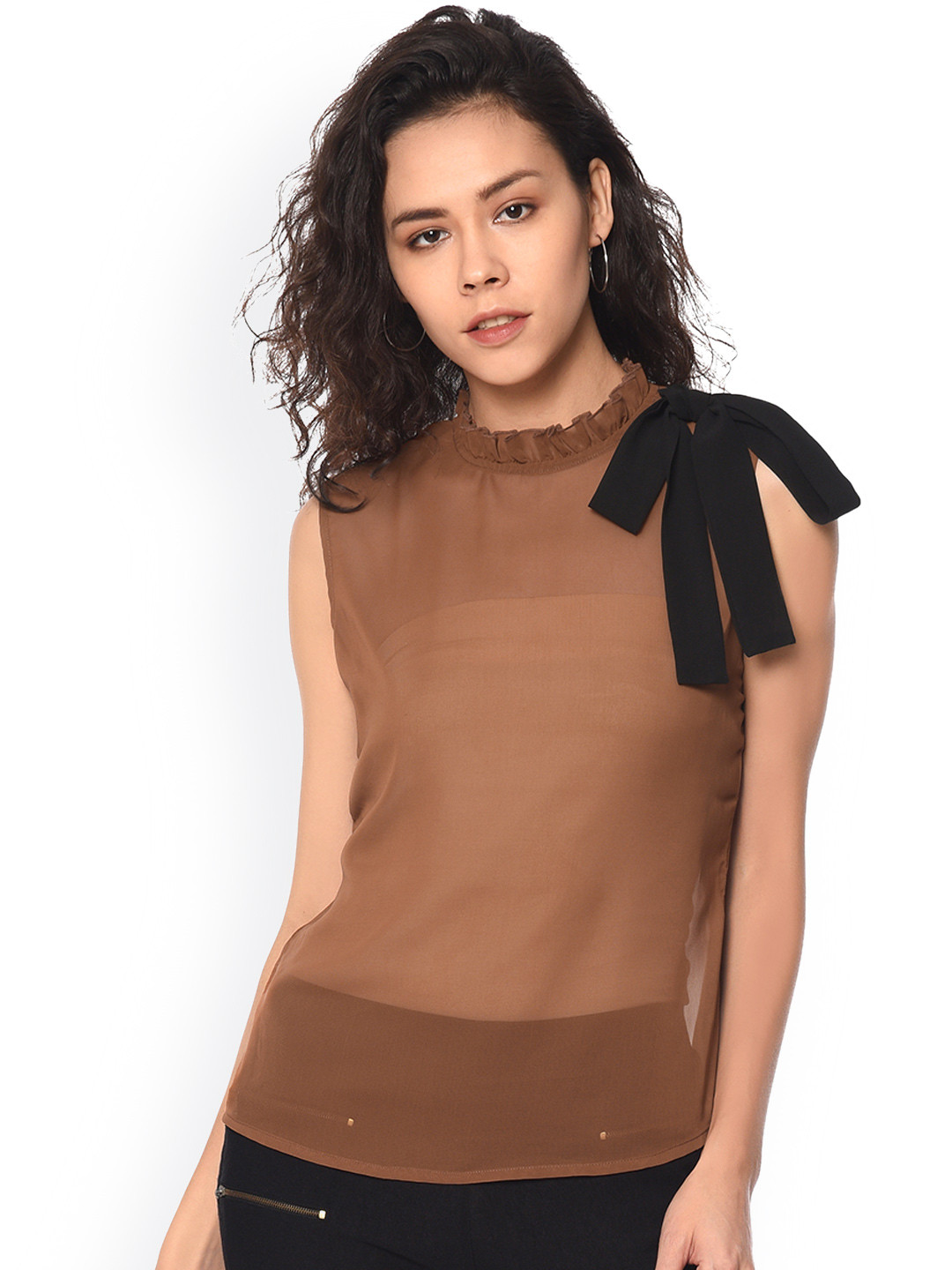 Buy PURYS Women Brown Sheer Top - Tops for Women 1954981 | Myntra