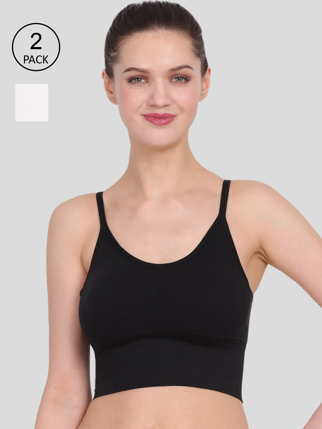 Buy Amour Secret Pack Of 2 White & Black Lightly Padded Non Wired Sports Bra - Bra for Women ...