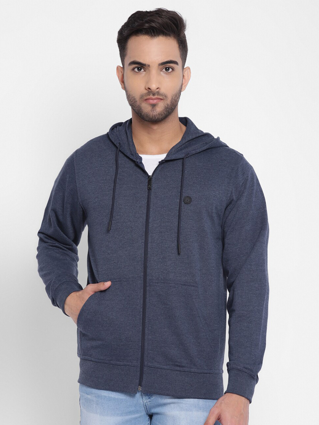 Buy Turtle Men Blue Solid Hooded Sweatshirt - Sweatshirts for Men ...