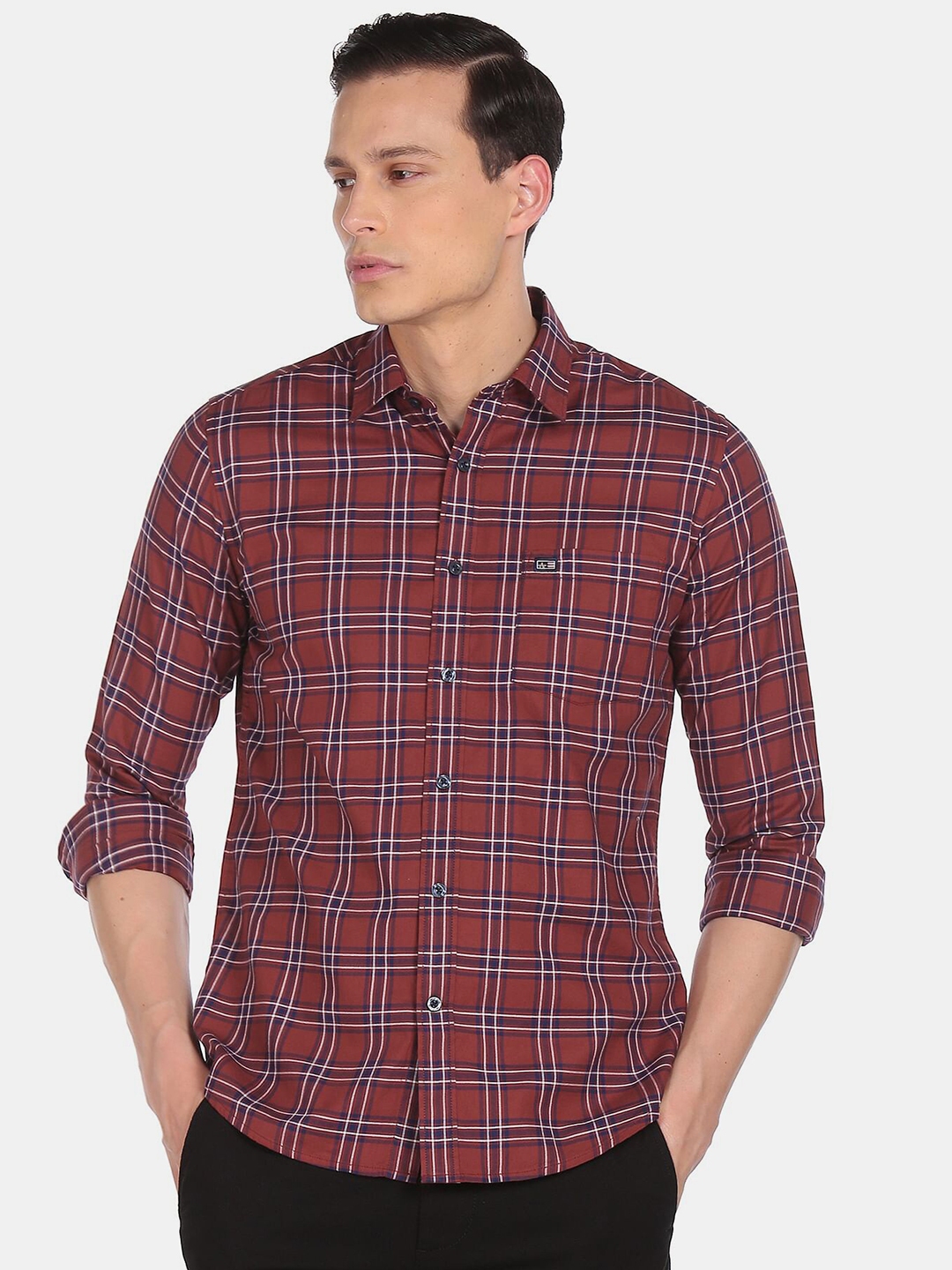 Buy Arrow Sport Men Red Slim Fit Tartan Checks Checked Casual Shirt