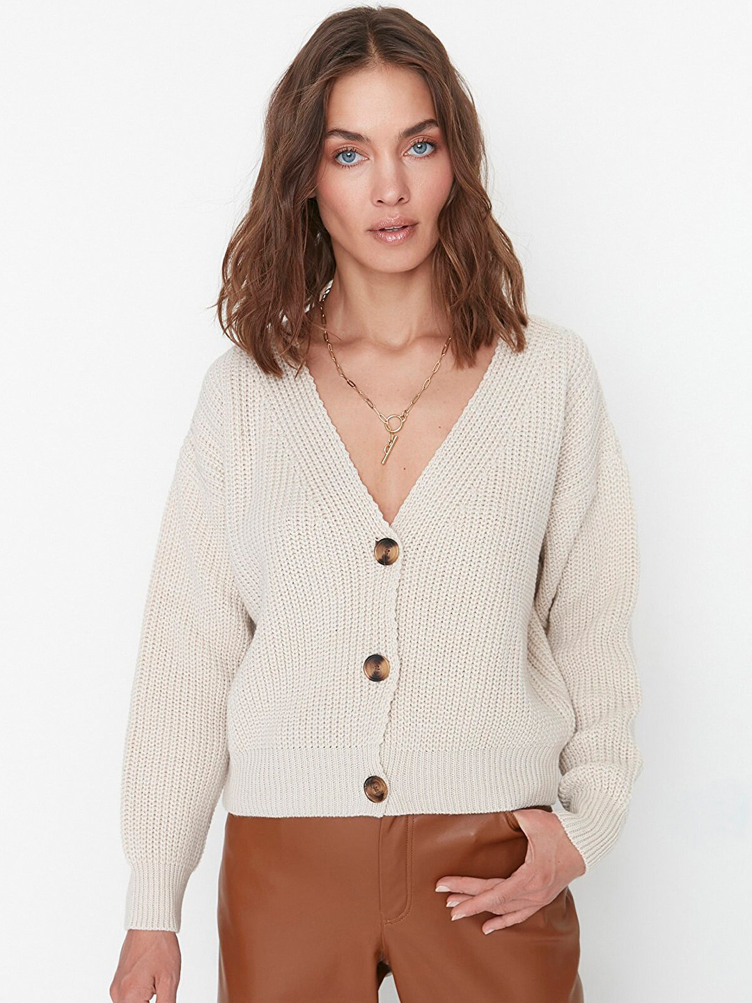 Buy Trendyol Women Grey Long Sleeves Acrylic Cardigan - Sweaters for ...