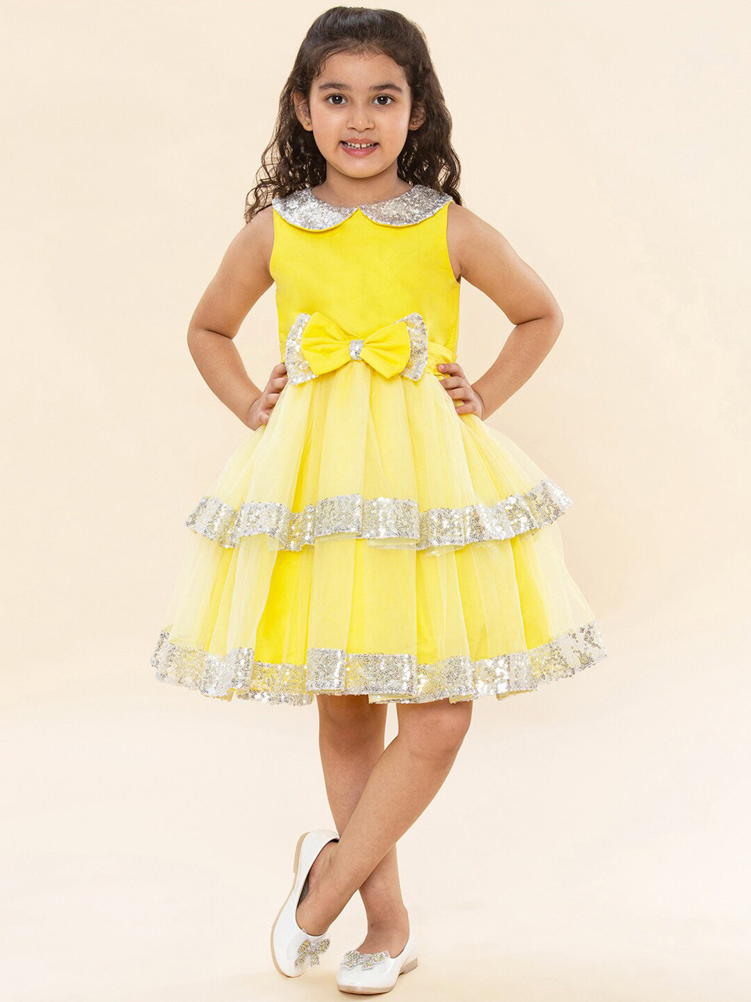 Buy A T U N Girls Yellow Net Dress - Dresses for Girls 19557814 | Myntra