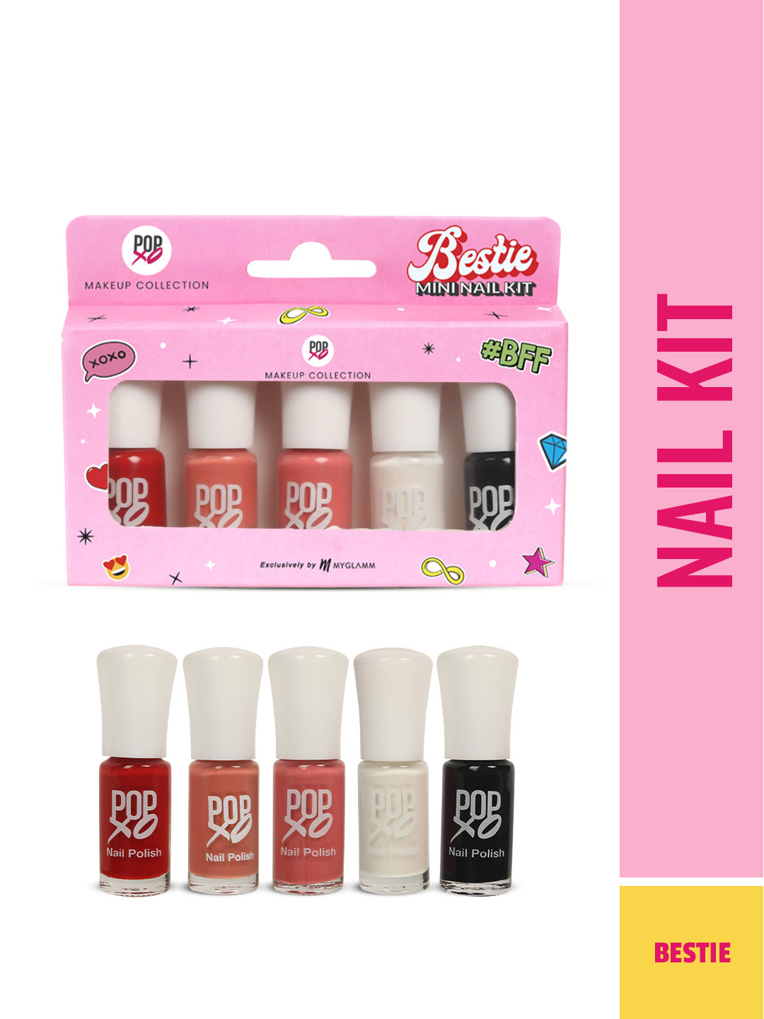 Buy MyGlamm Popxo Mini Nail Kit Bestie, 15ml - Nail Polish for Women ...