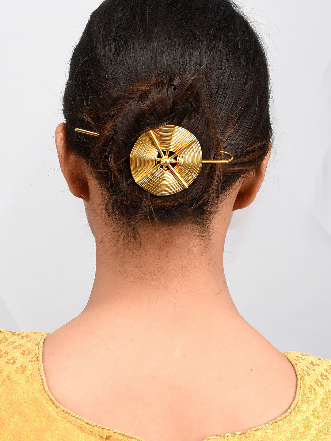 Buy Silvermerc Designs Gold Plated Spiral Circular U Bun Stick - Head ...
