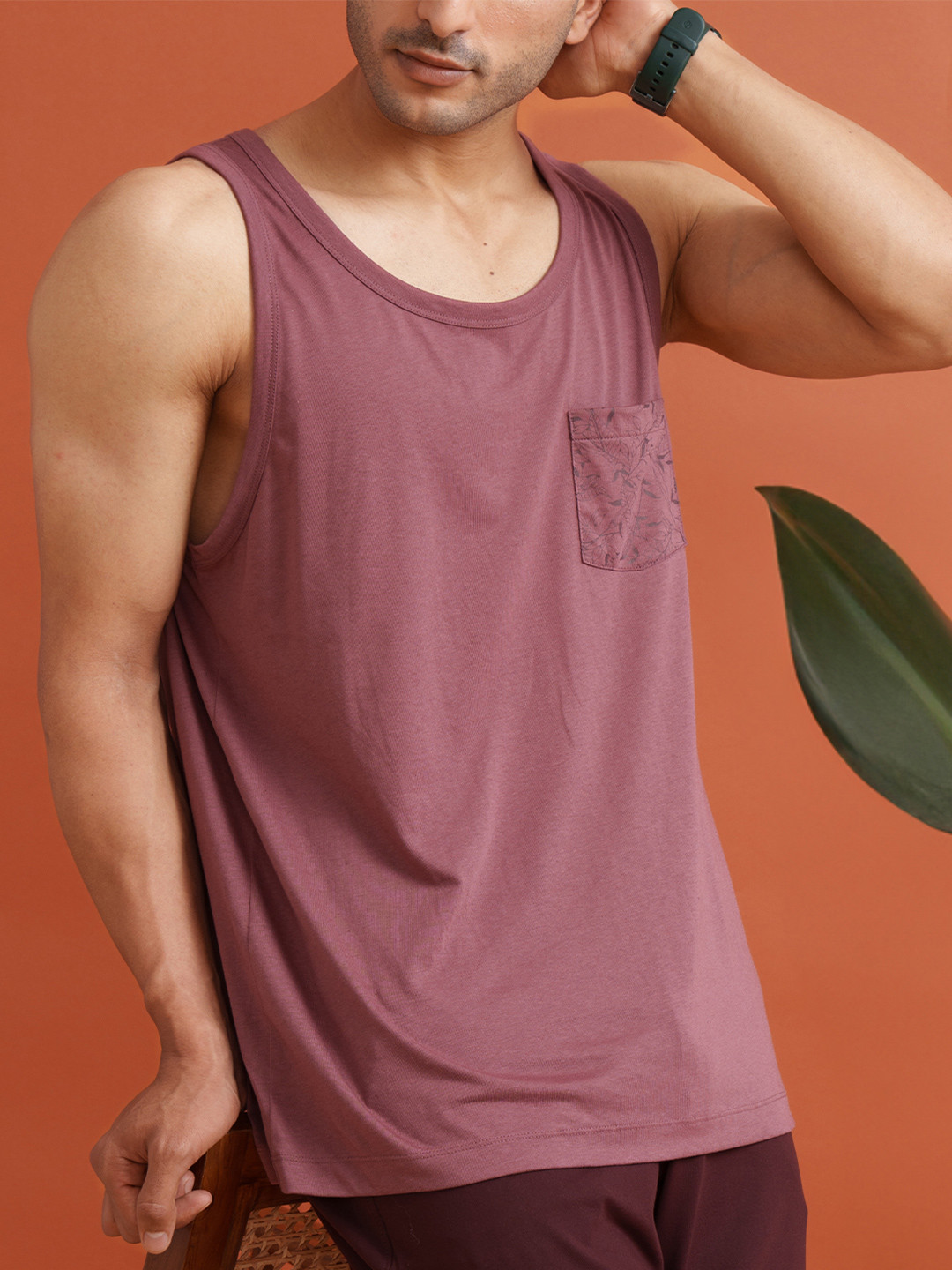 Buy DAMENSCH NEO Cool Pure Cotton Regular Fit Pocket Print Tank T Shirt ...