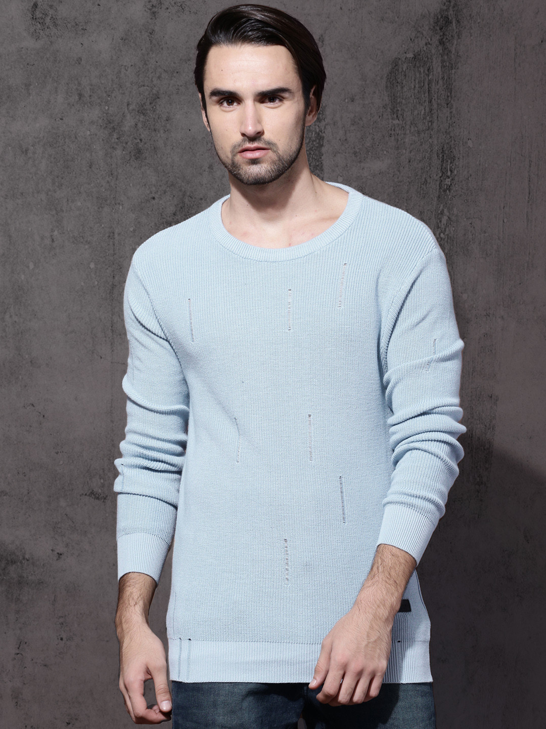 Buy Roadster Men Blue Solid Pullover - Sweaters for Men 1956390 | Myntra