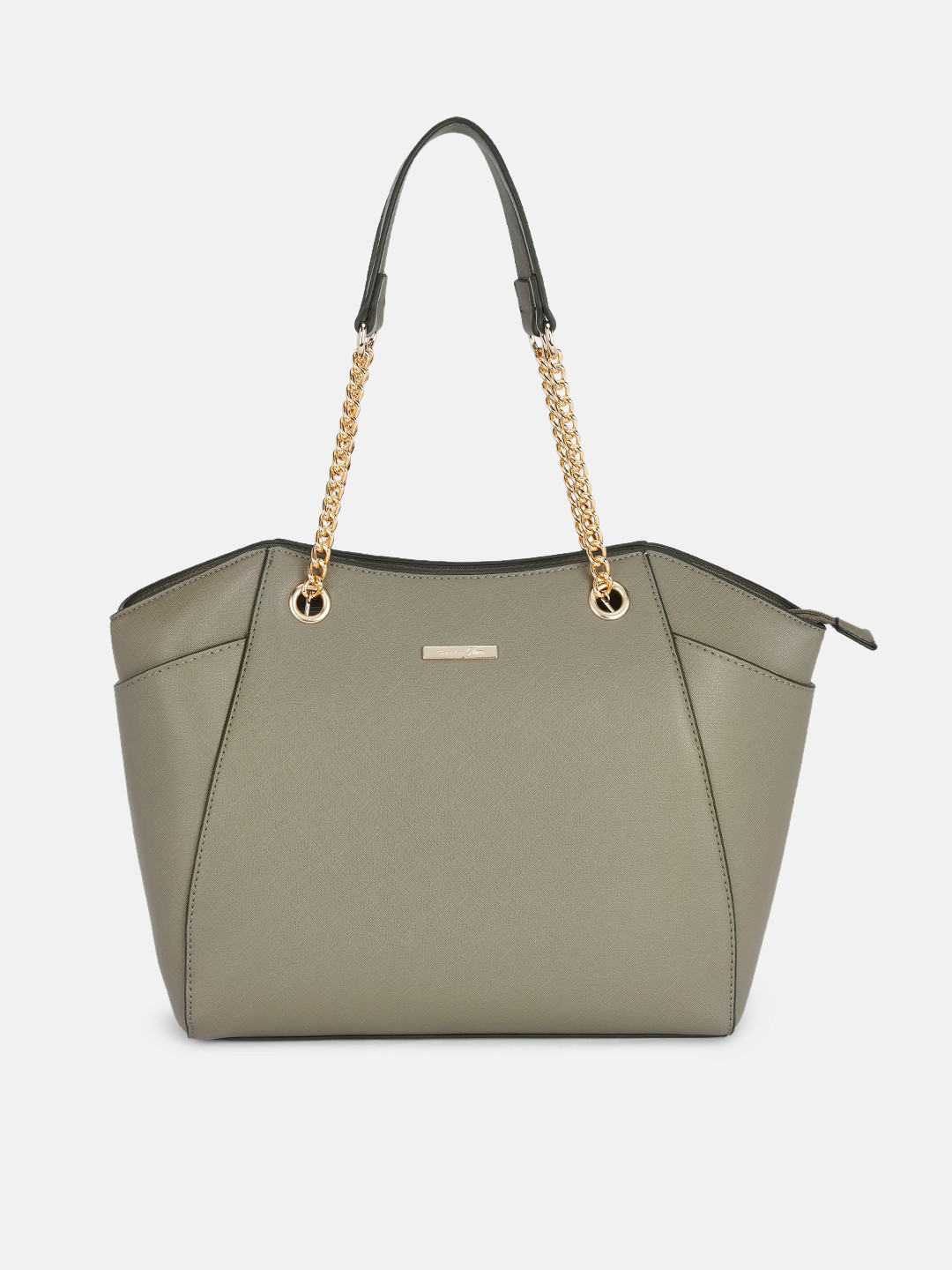 Buy Forever Glam By Pantaloons Khaki PU Structured Shoulder Bag ...