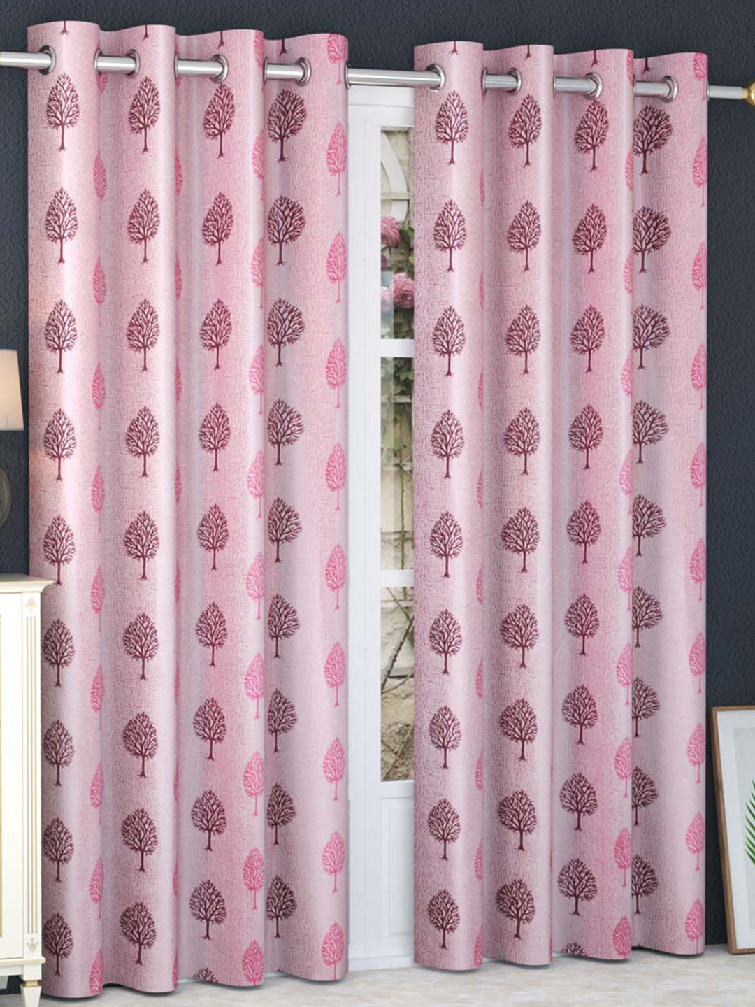 Buy Slushy Mushy Pink Set Of 2 Ethnic Motifs Door Curtain - Curtains ...