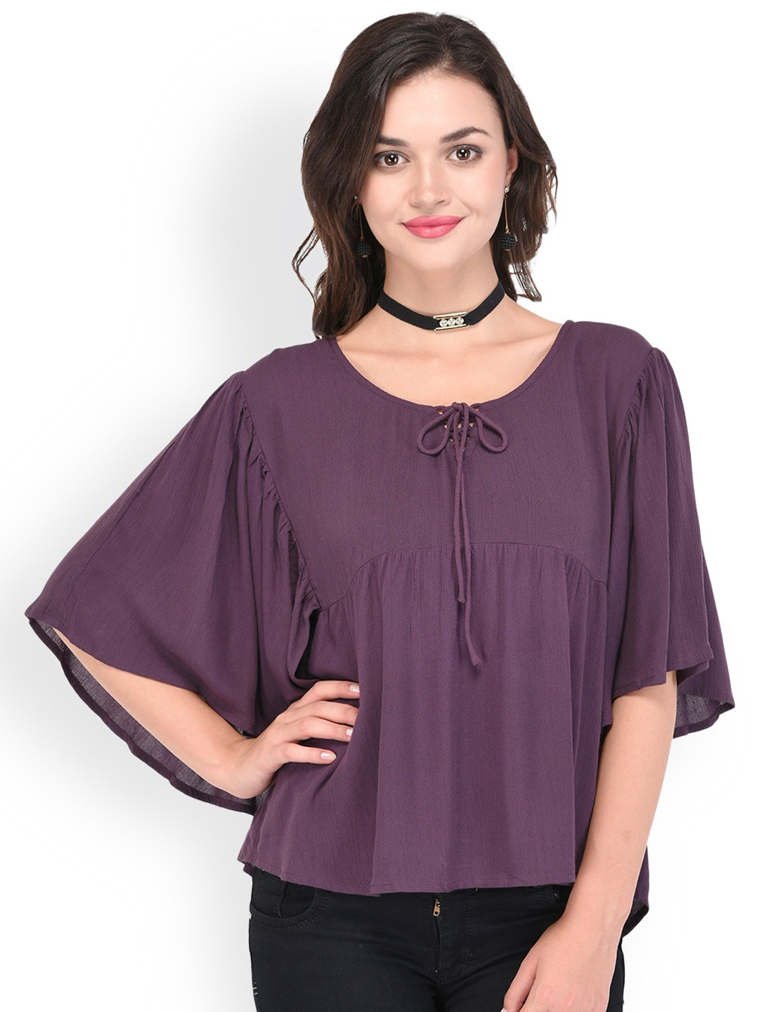 Buy PURYS Women Purple Solid Top - Tops for Women 1956748 | Myntra