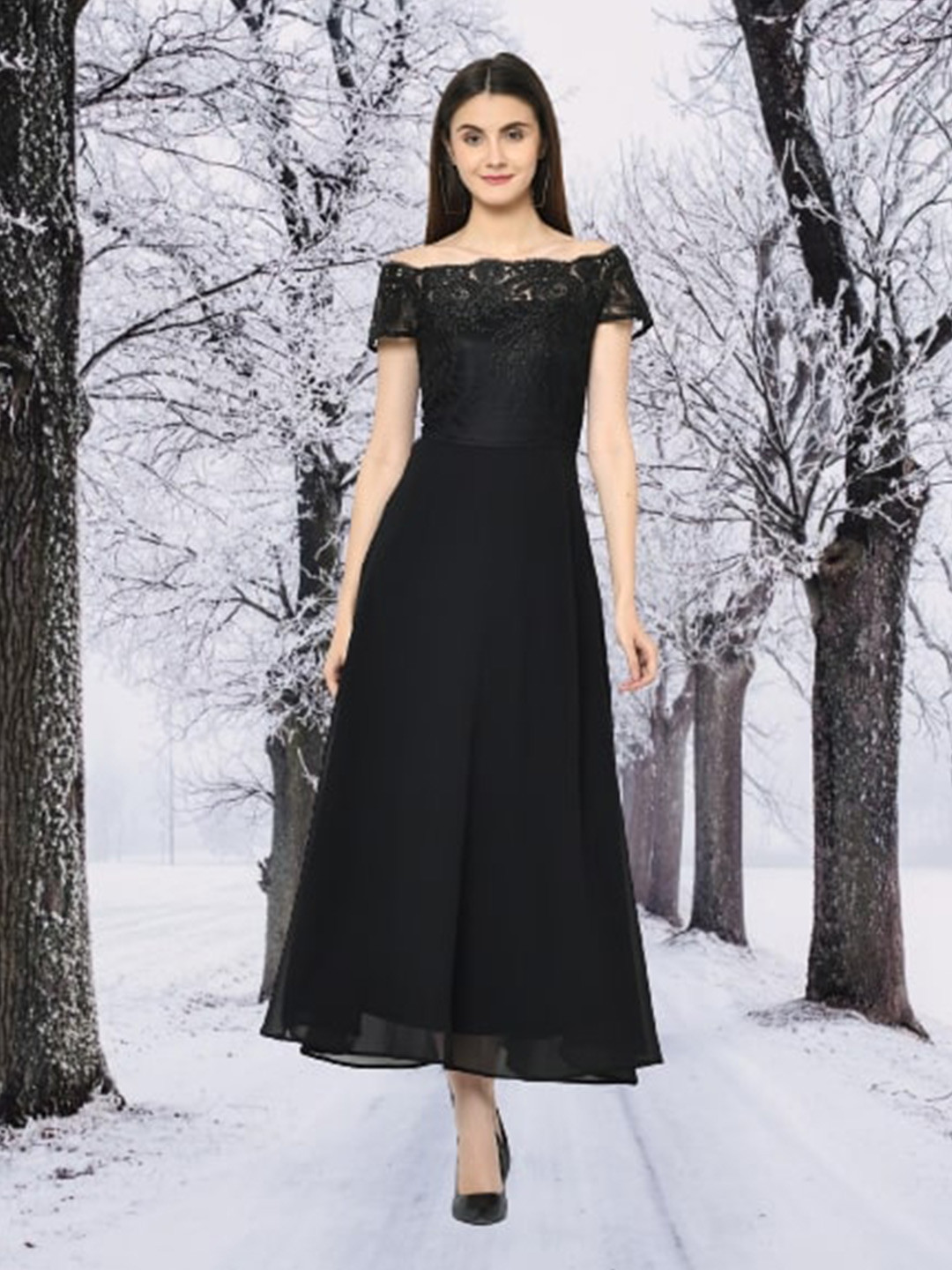 Buy Latin Quarters Black Off Shoulder Maxi Dress - Dresses for Women ...