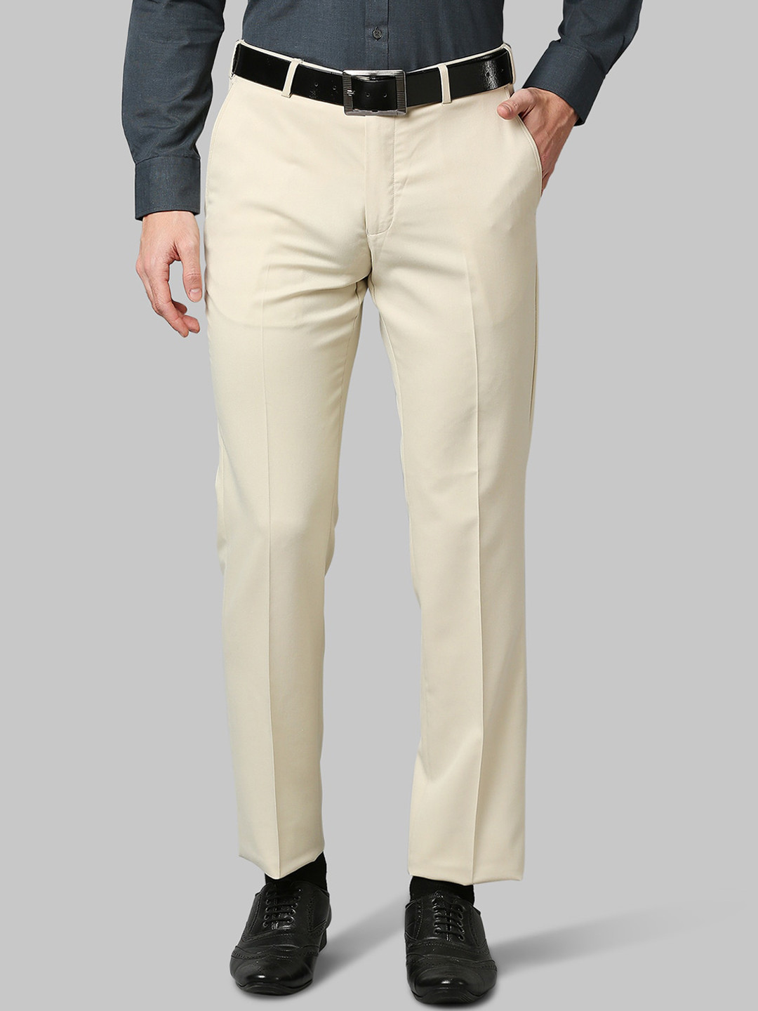 Buy Park Avenue Men Beige Trousers - Trousers for Men 19572102 | Myntra