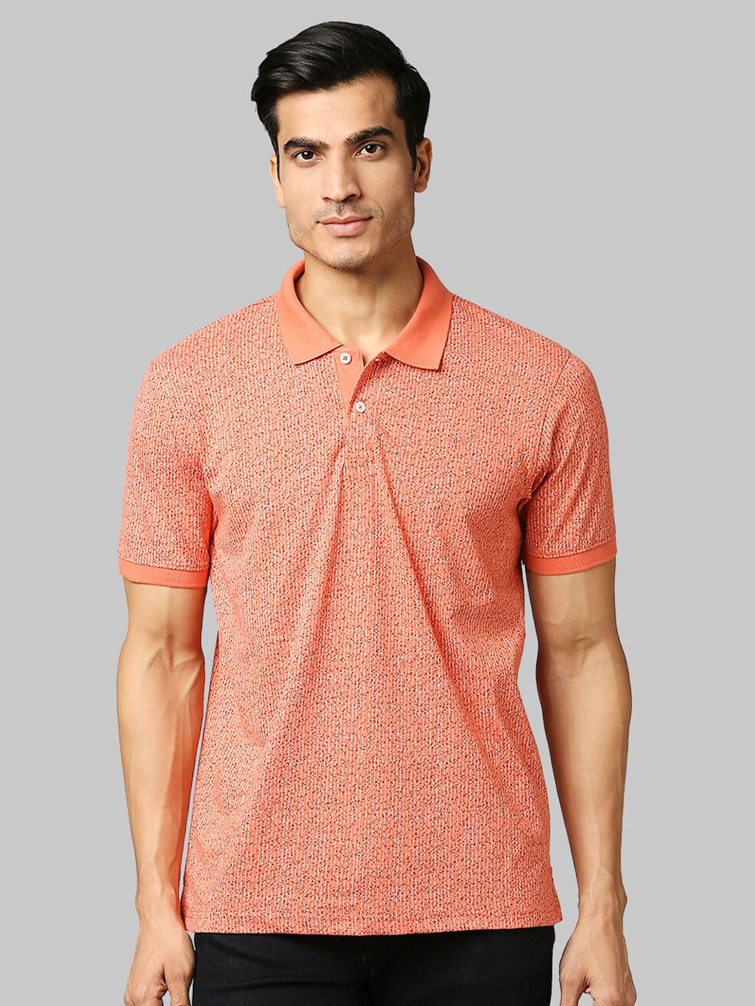 Buy Park Avenue Men Coral Polo Collar Slim Fit T Shirt - Tshirts for ...