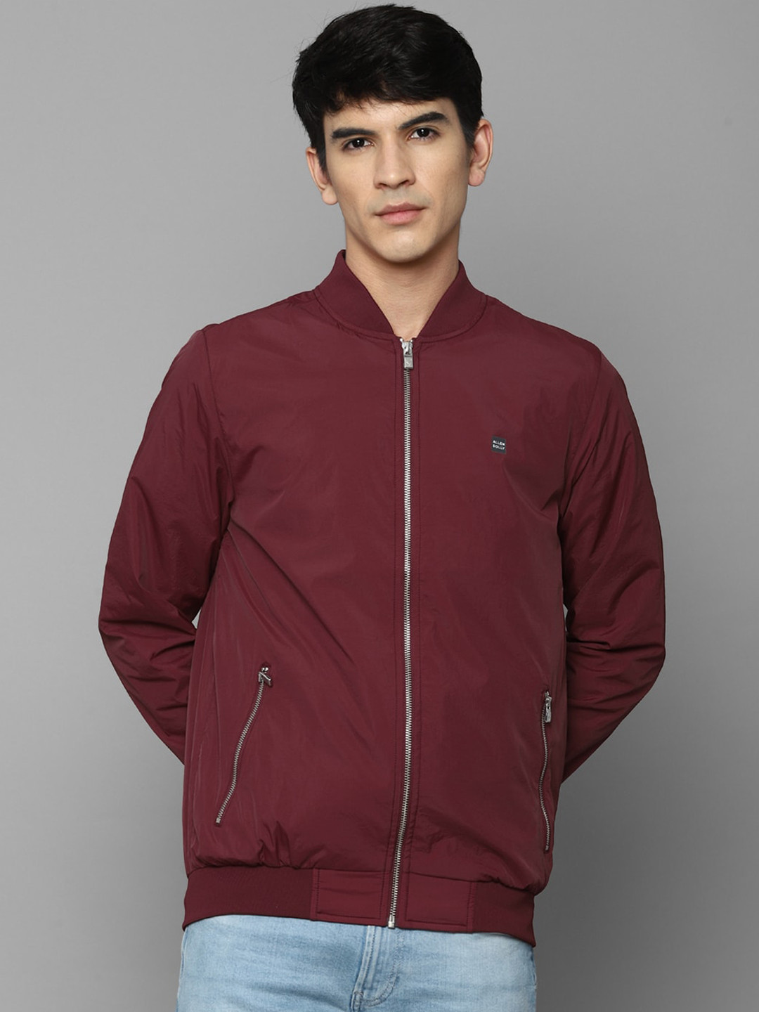 Buy Allen Solly Men Maroon Solid Bomber Jacket - Jackets for Men 19573148 | Myntra