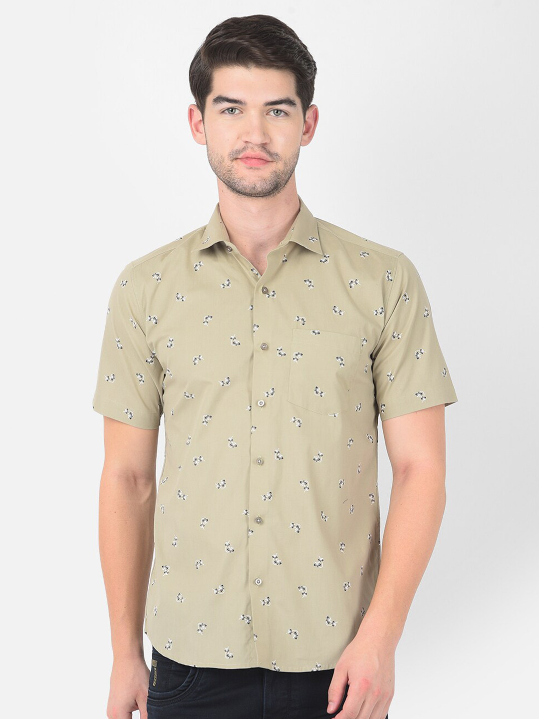Buy Zeal Men Beige Standard Printed Casual Shirt - Shirts for Men ...
