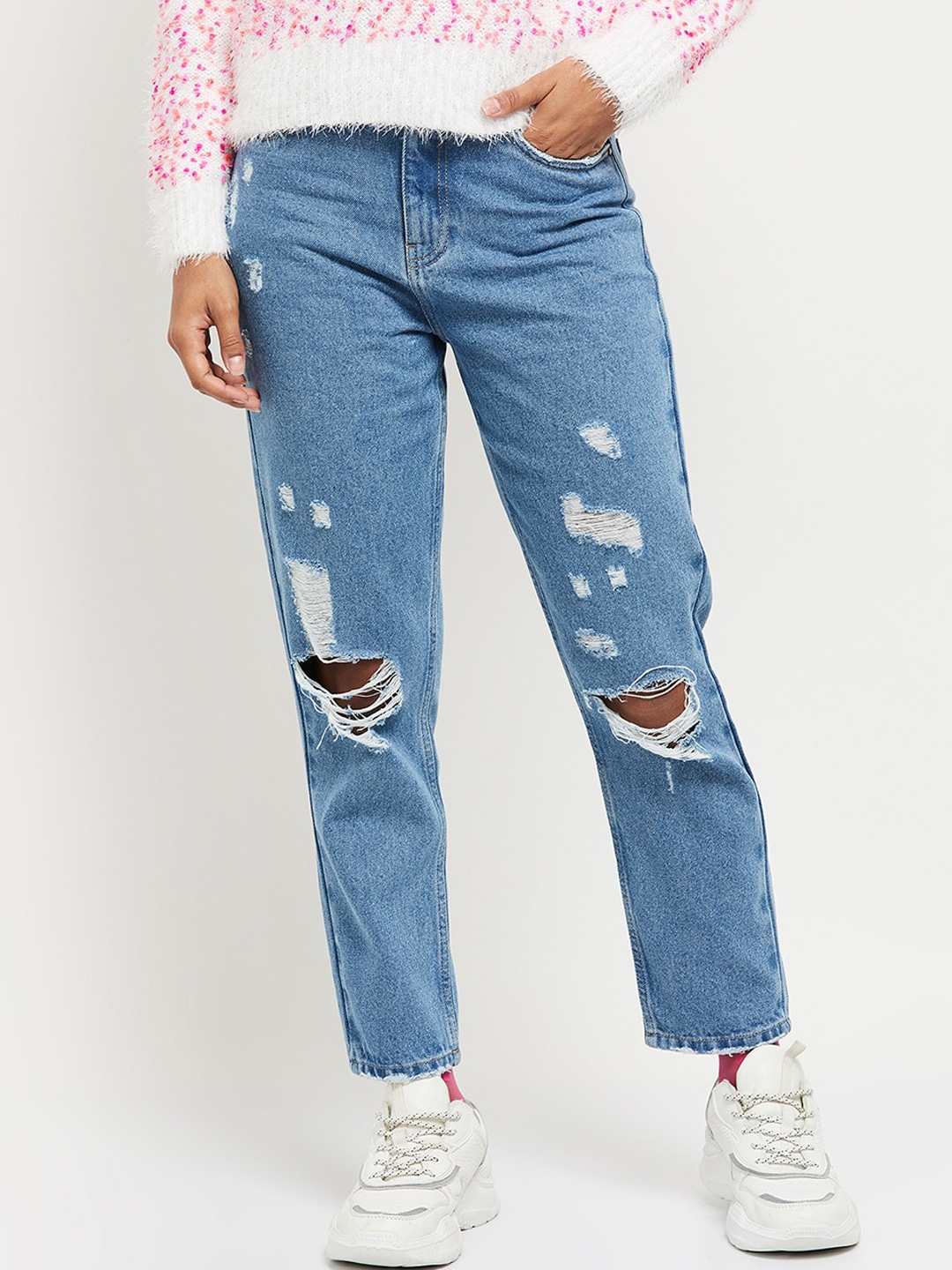 Buy Max Women Blue Slim Fit Highly Distressed Jeans - Jeans for Women ... Buy Max Women Blue Slim Fit Highly Distressed Jeans - Jeans for Women ...