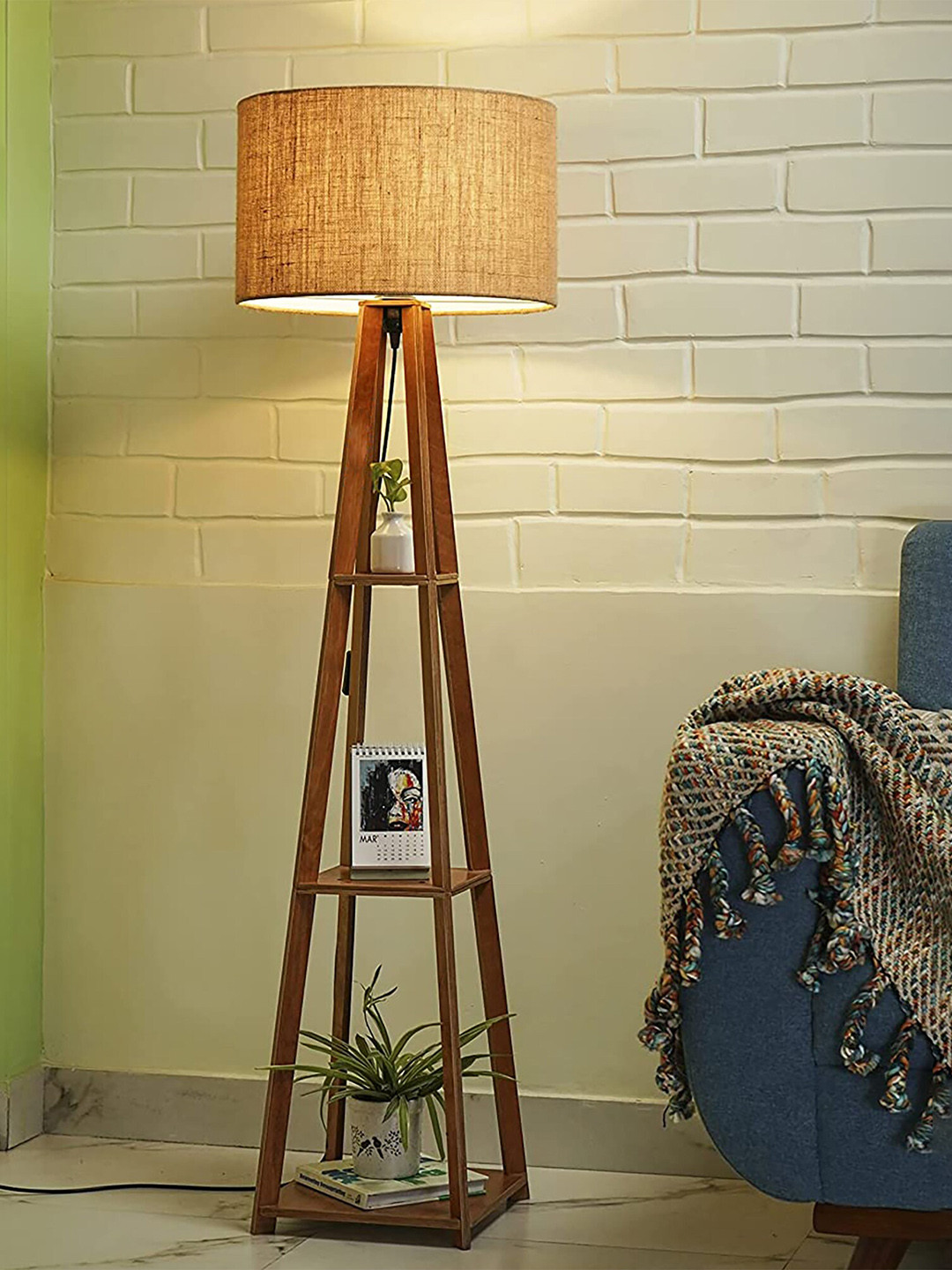 Buy Homesake Brown Solid Floor Lamps With Jute Drum Shade - Floor Lamps ...