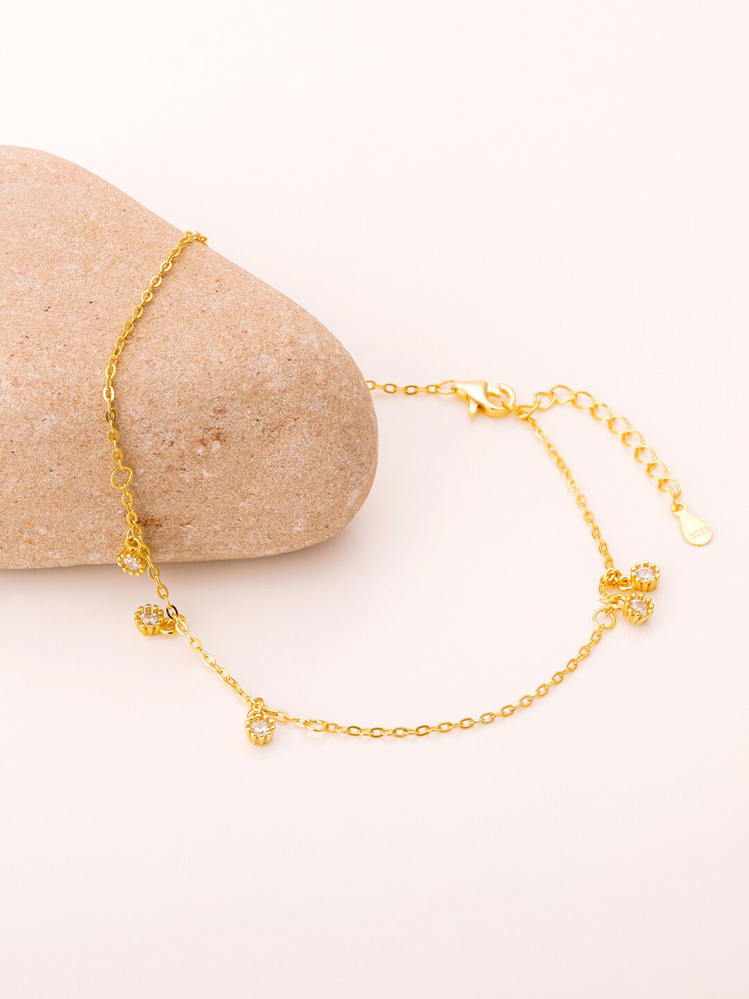 Buy GIVA 925 Sterling Silver Golden Captivating Adjustable Anklet ...