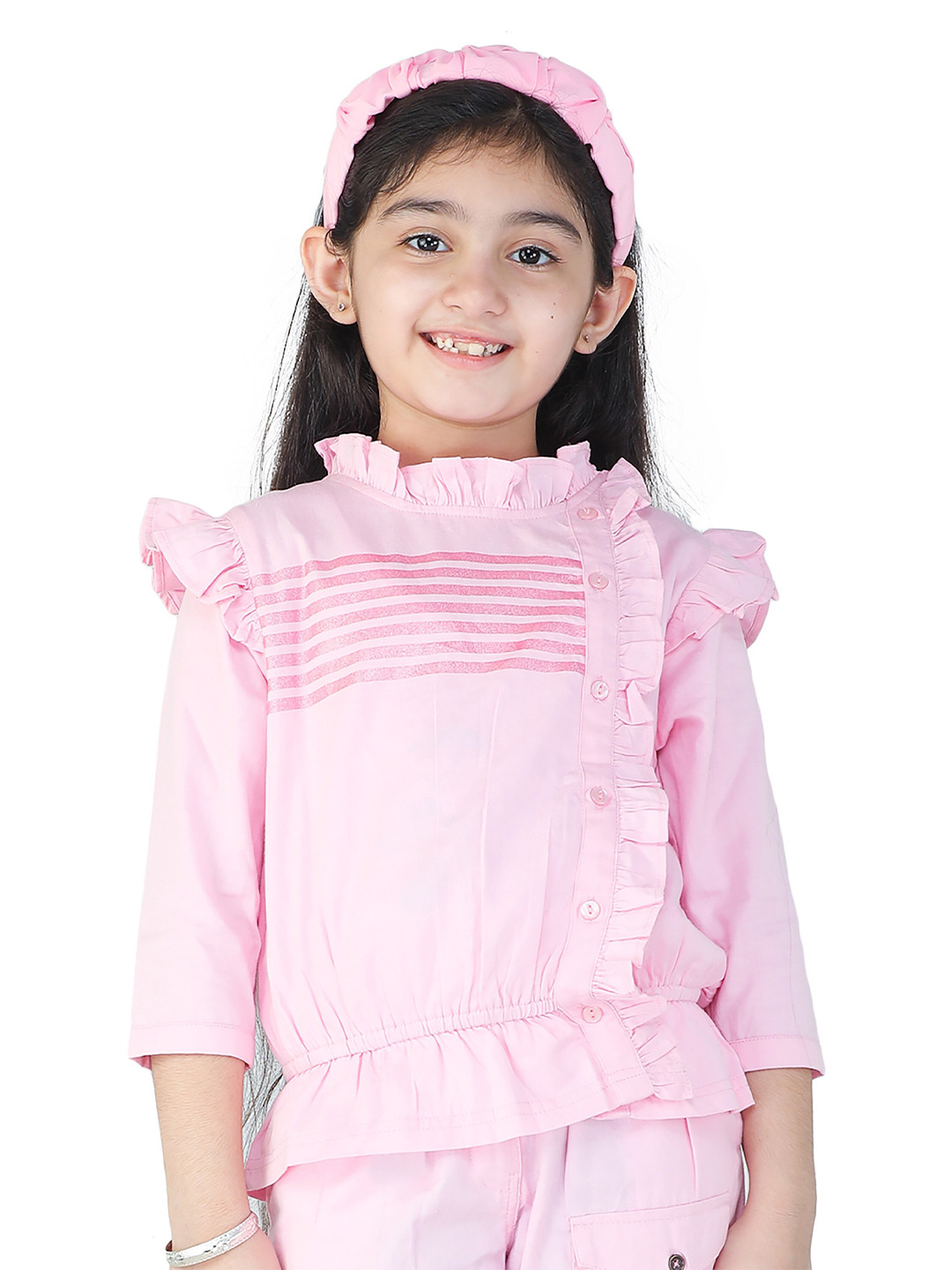 Buy Toothless Pink Ruffles Cinched Waist Top - Tops for Girls 19580204 ...