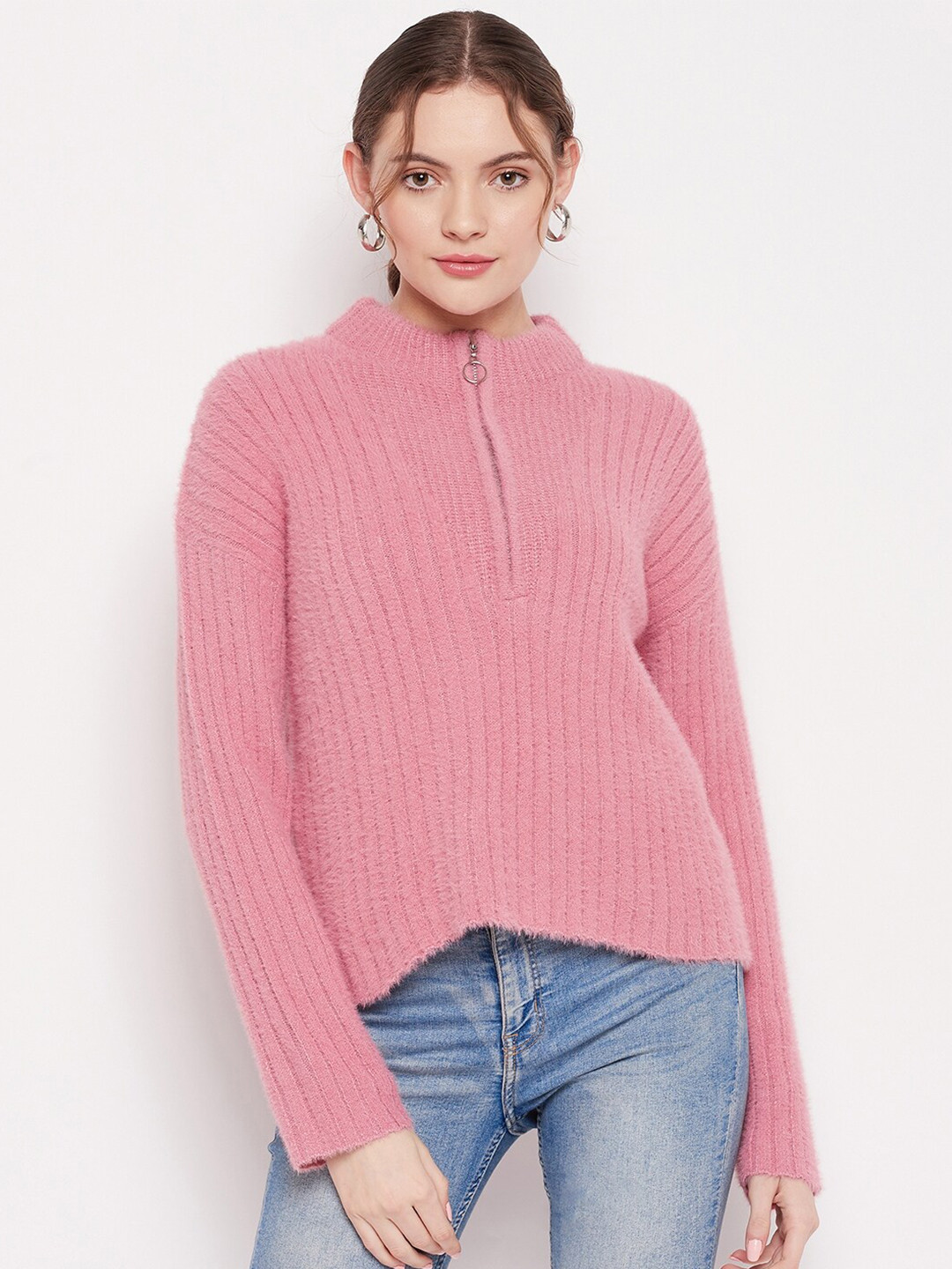 Buy Madame Women Peach Coloured Cable Knit Sweater Vest - Sweaters for ...