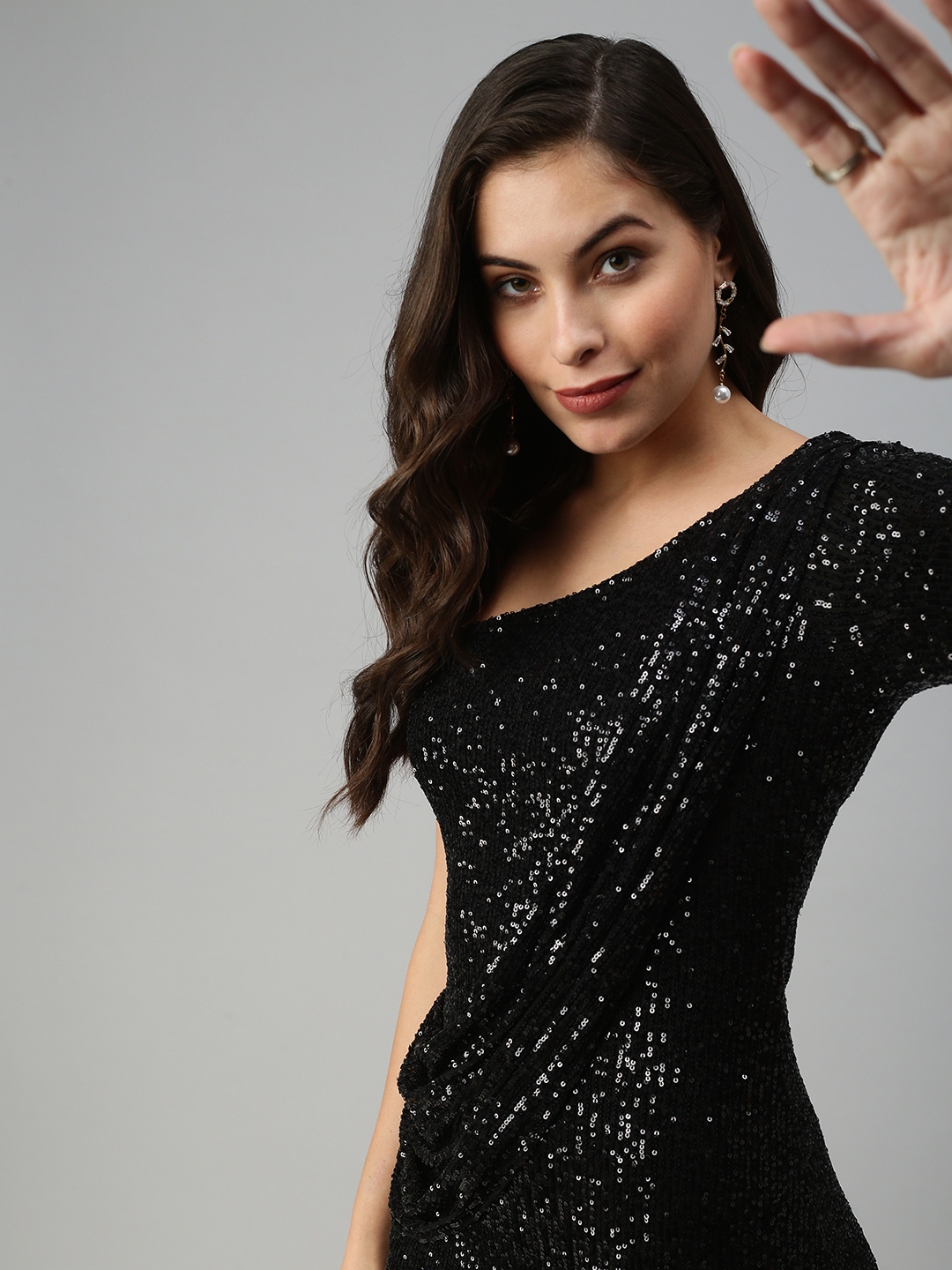 Buy SHOWOFF Women Black Embellished One Shoulder Bodycon Dress ... Buy SHOWOFF Women Black Embellished One Shoulder Bodycon Dress ...