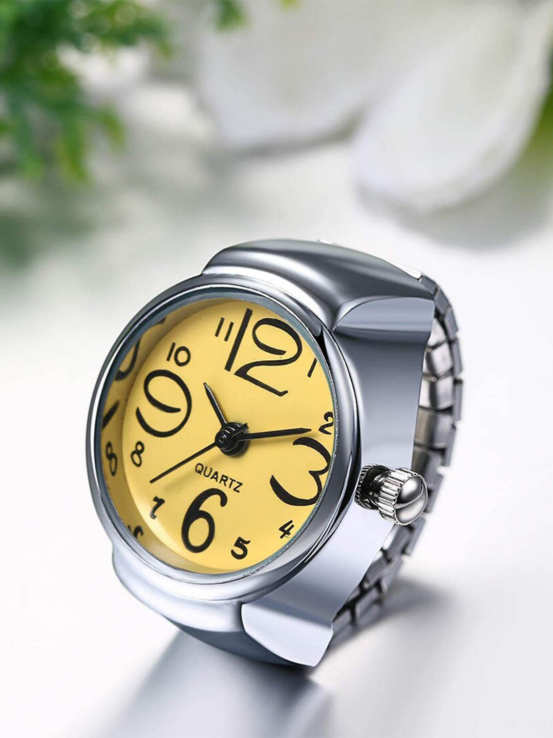 Buy Yellow Chimes Stainless Steel Analog Watch Stretchable Ring - Ring ...
