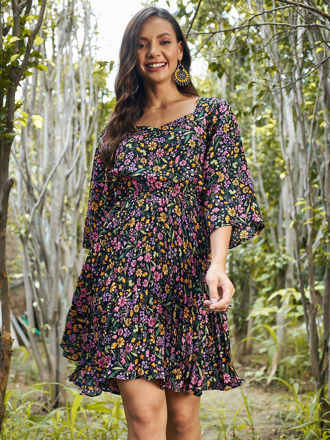 Buy Athena Black Floral Crepe Dress - Dresses for Women 19585292 | Myntra