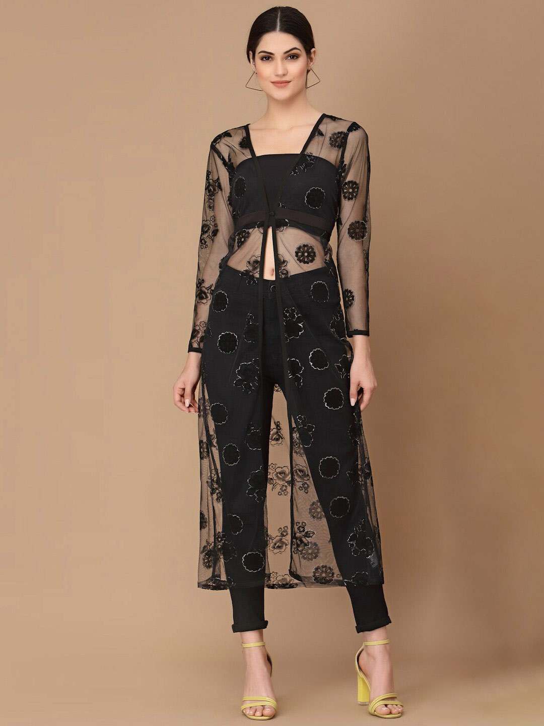Buy KASSUALLY Women Black Longline Shrug - Shrug for Women 19586872 ...