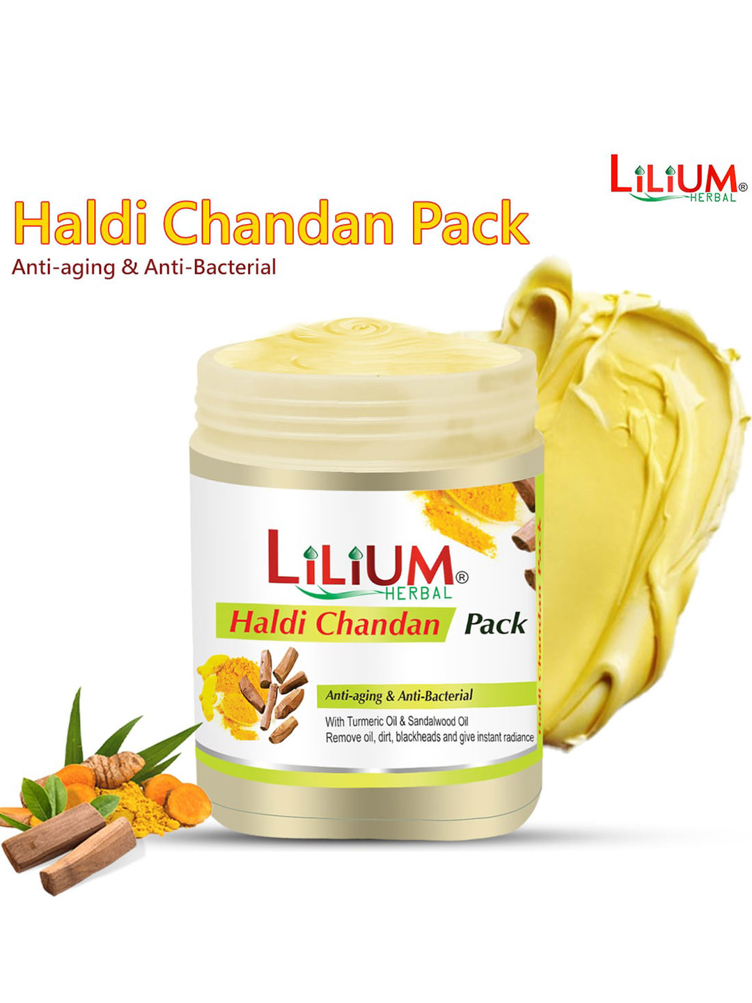 Buy Lilium Set Of 2 Yellow Haldi Chandan Brighting Skin Face Mask 900g ...