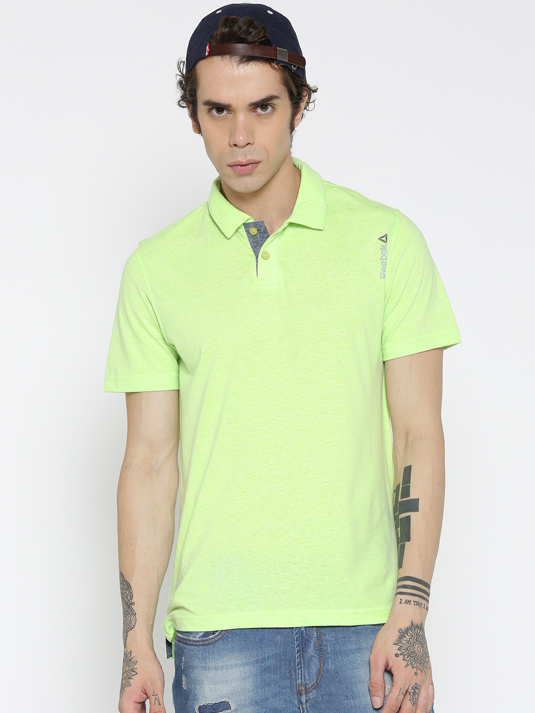Buy Reebok Men Green CO 1 Solid Polo T Shirt - Tshirts for Men 1958757 ...