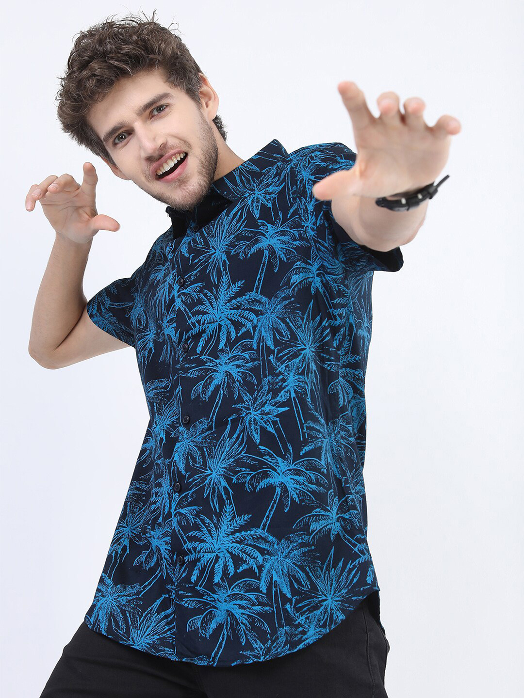 Buy KETCH Men Navy Blue Slim Fit Floral Printed Casual Shirt - Shirts ...