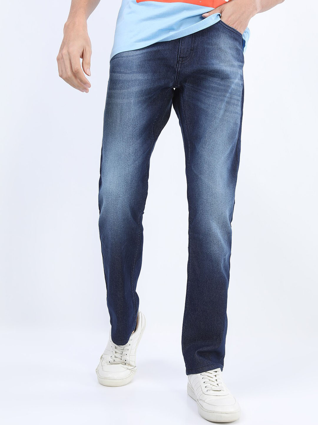 Buy KETCH Men Blue Straight Fit Clean Look Light Fade Stretchable Jeans ...
