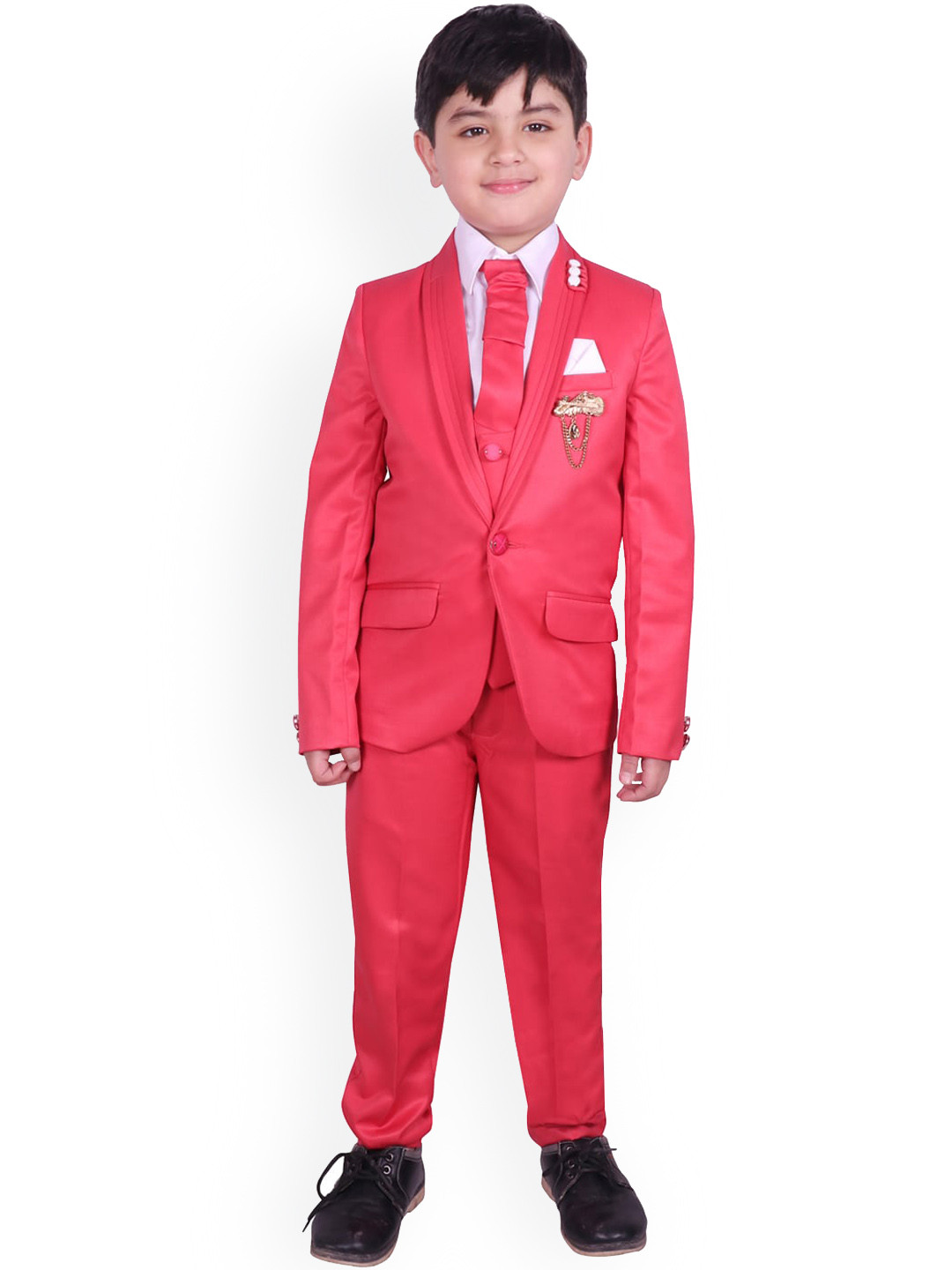 Buy SG YUVRAJ Boys Pink Solid 5 Piece Single Breasted Partywear Suit - Suits for Boys 19592724 ...