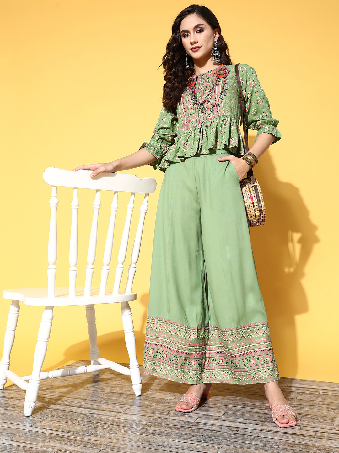 Buy Juniper Women Green Printed Top With Palazzos - Co Ords for Women ...