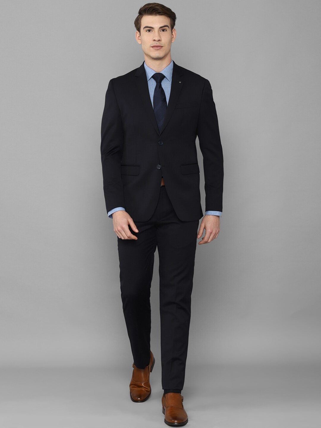 Buy Louis Philippe Men Black Solid Single Breasted 2 Piece Suits