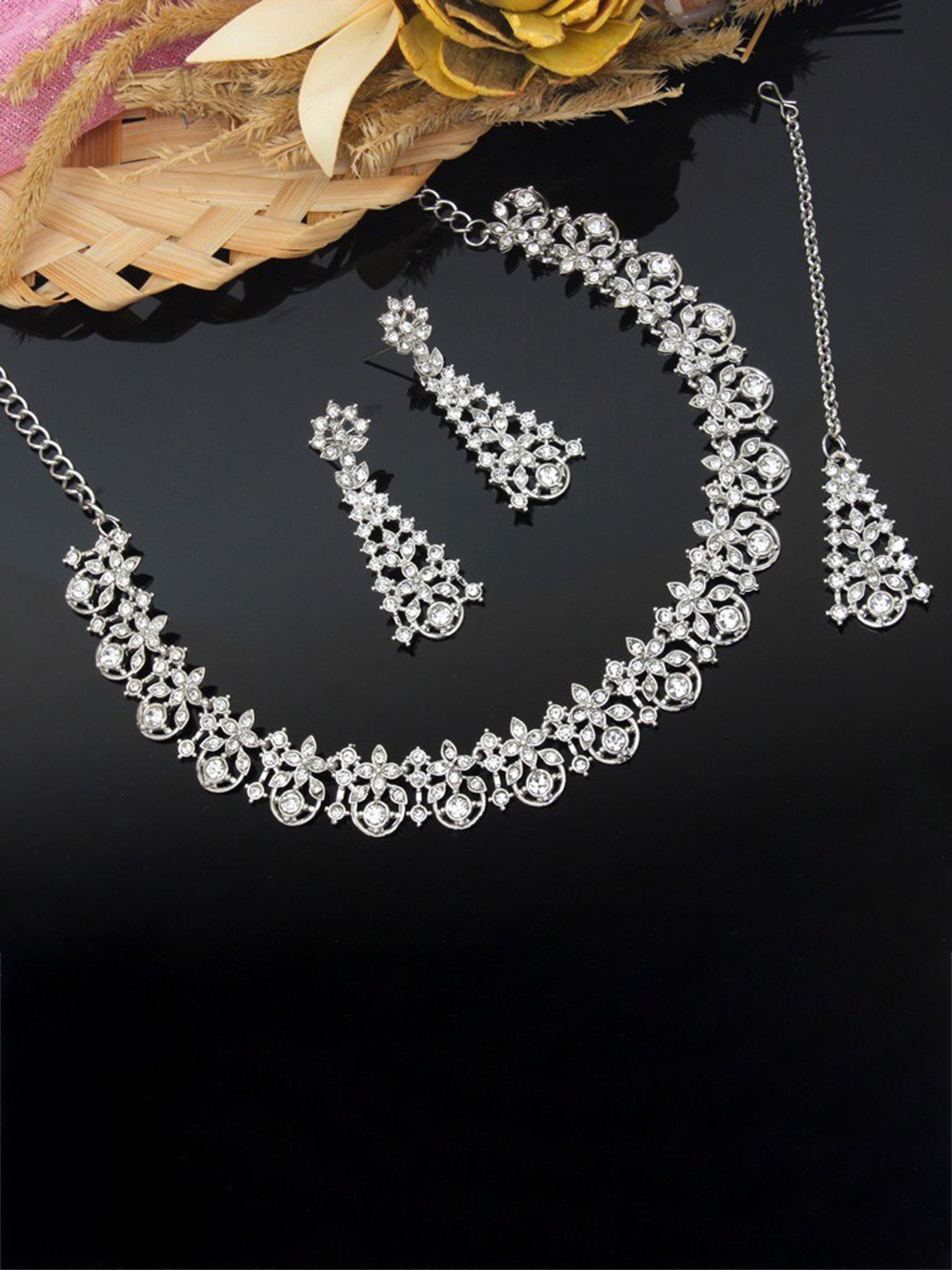 Buy Atasi International Women Silver Plated, Flower Design Jewellery ...