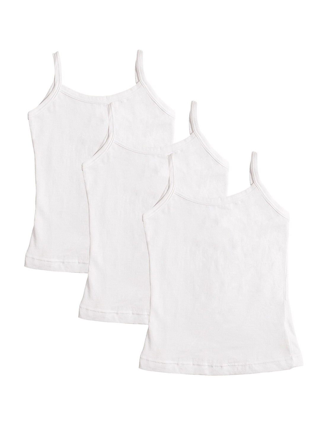 Buy Bodycare Kids Girls Pack Of 3 White Solid Cotton Innerwear Vests ...