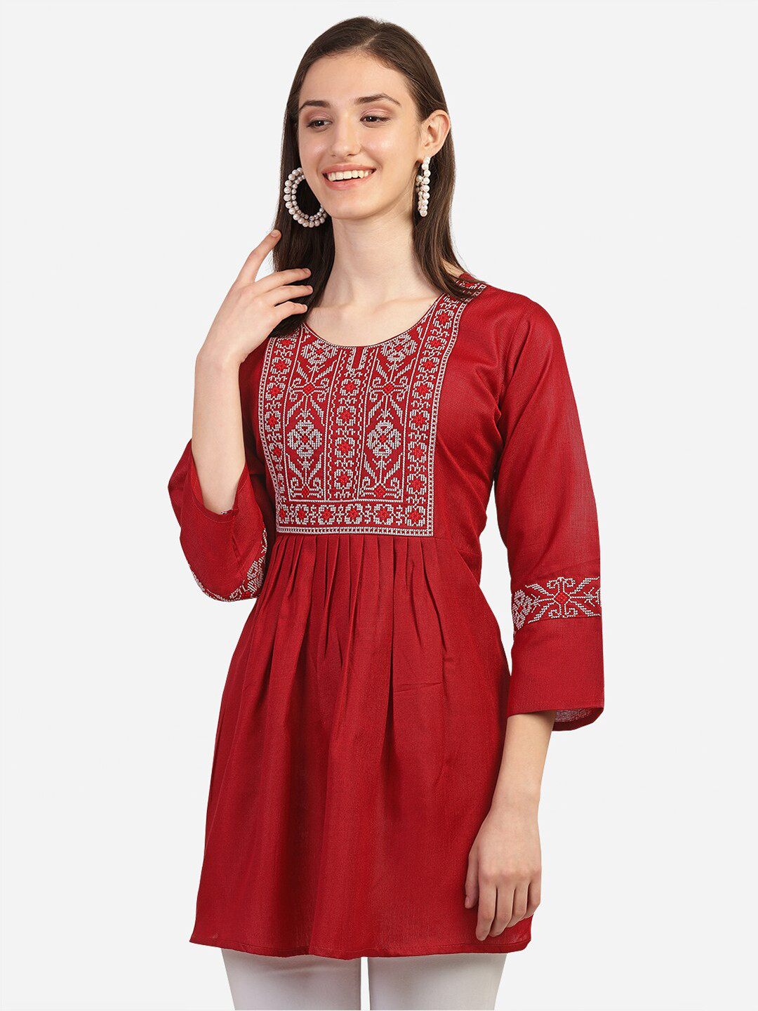 Buy DITISA FASHION Women Maroon Embroidered Thread Work Thread Work ...