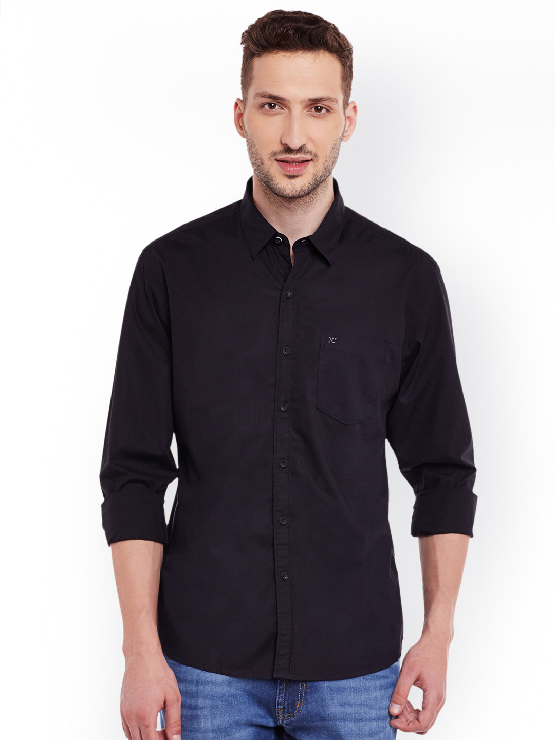 Buy Numero Uno Men Black Slim Fit Solid Casual Shirt - Shirts for Men ...