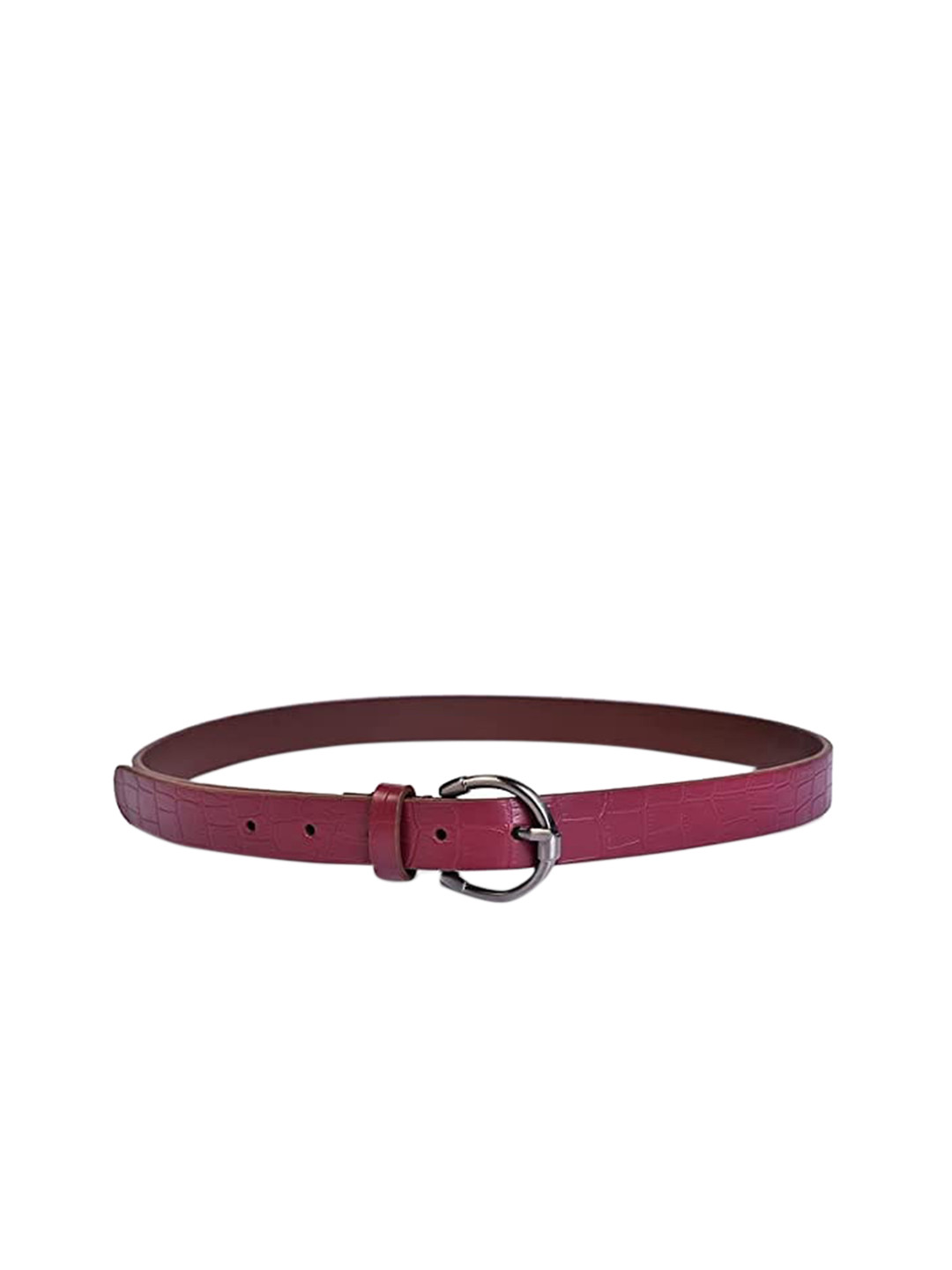 Buy Belwaba Women Maroon Textured PU Formal Belt - Belts for Women ...