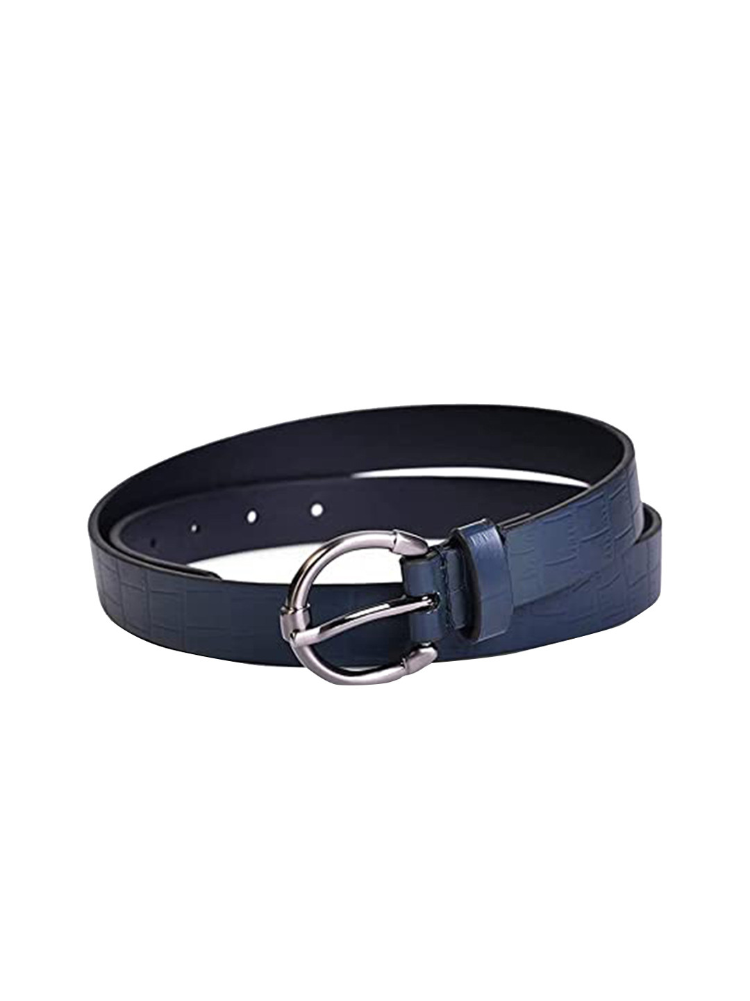 Buy Belwaba Women Navy Blue Textured PU Formal Belt - Belts for Women ...