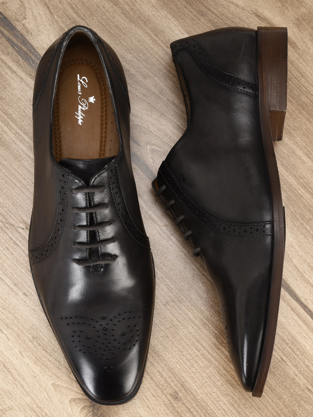 Buy Louis Philippe Men Black Solid Formal Derbys - Formal Shoes for Men ...