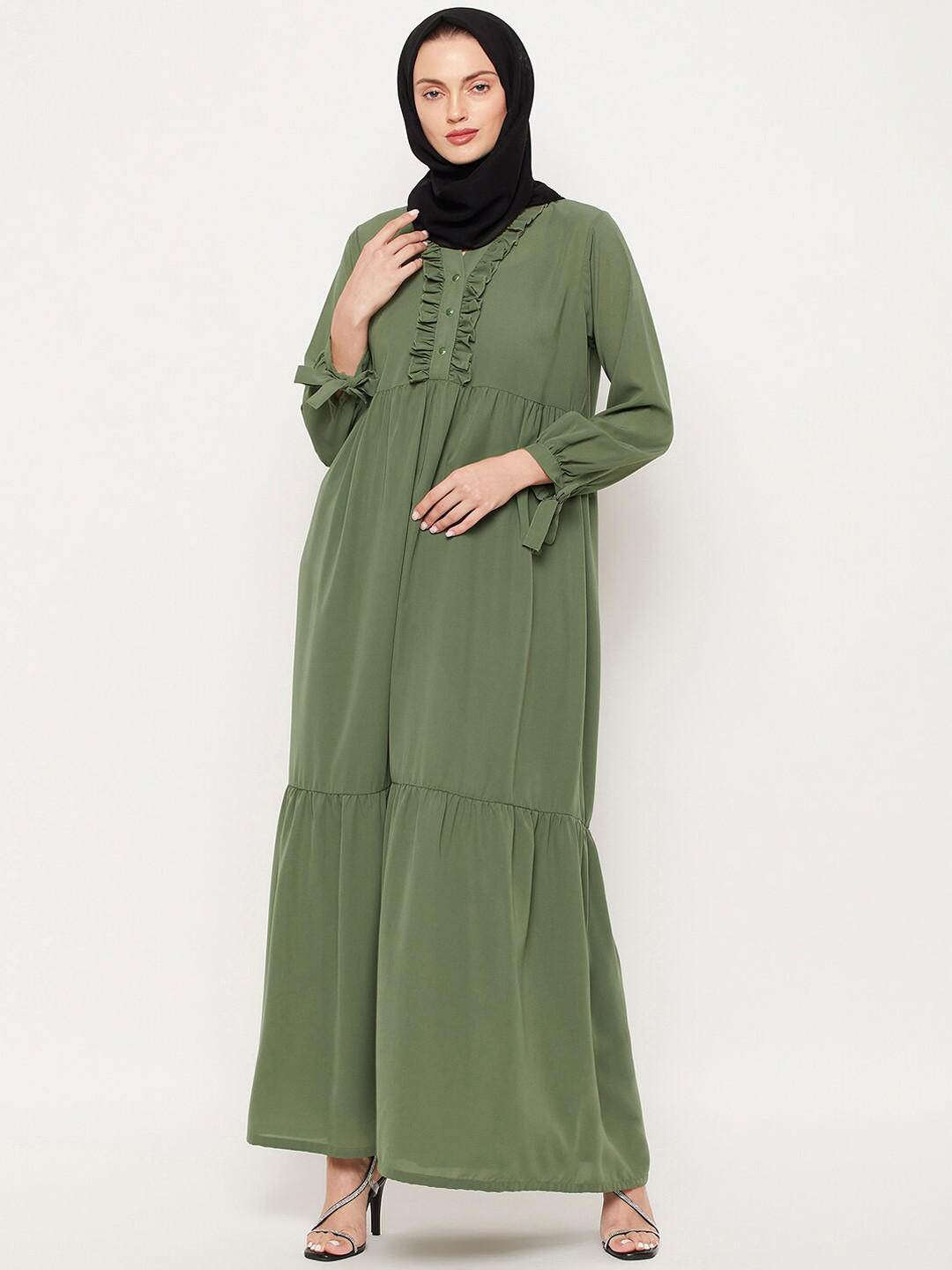 Buy NABIA Women Green Solid Abaya Burqas - Burqas for Women 19609368 ...