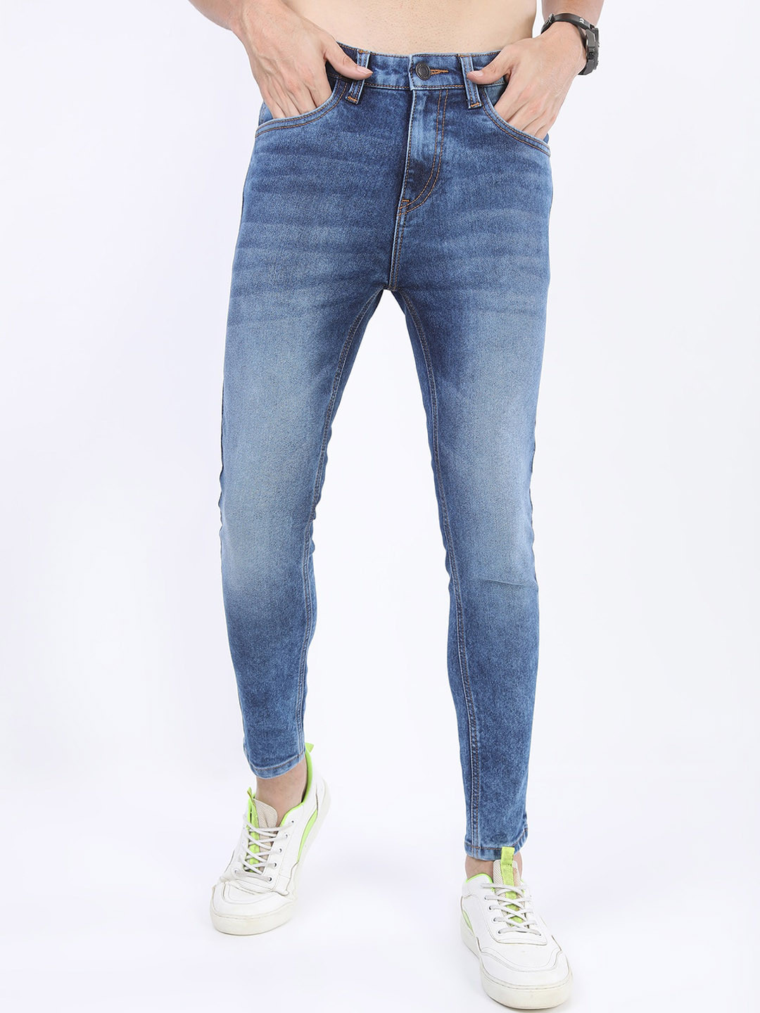 Buy HIGHLANDER Men Blue Skinny Fit Heavy Fade Stretchable Jeans - Jeans ...